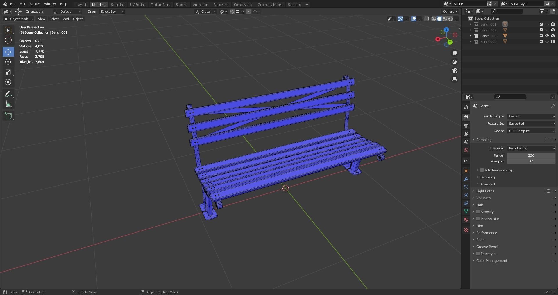 Central Park Benches PBR - Unreal free VR / AR / low-poly 3D model ...