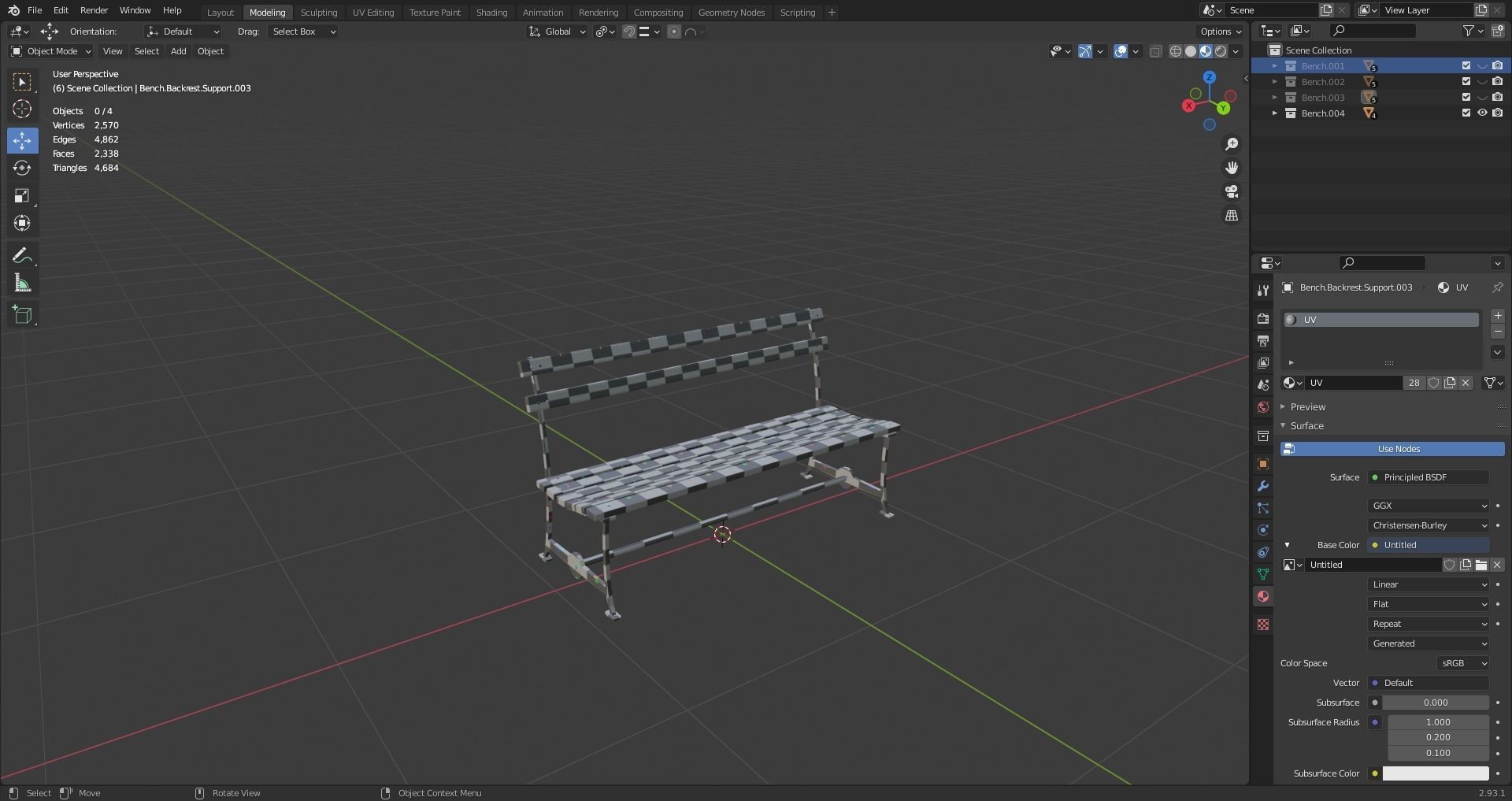 Central Park Benches PBR - Unreal free VR / AR / low-poly 3D model ...