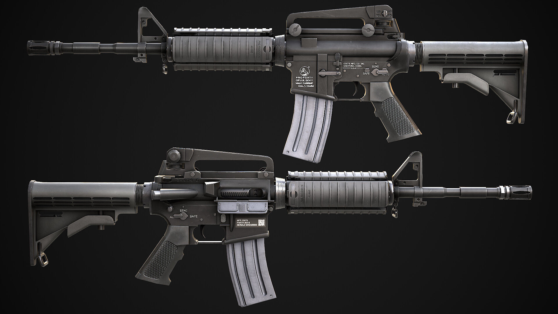 3D model Modern AAA Rifle Pack Game Ready PBR VR / AR / low-poly rigged ...