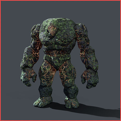 3D model Elemental Golem - Rock Green - VR / AR / low-poly | CGTrader