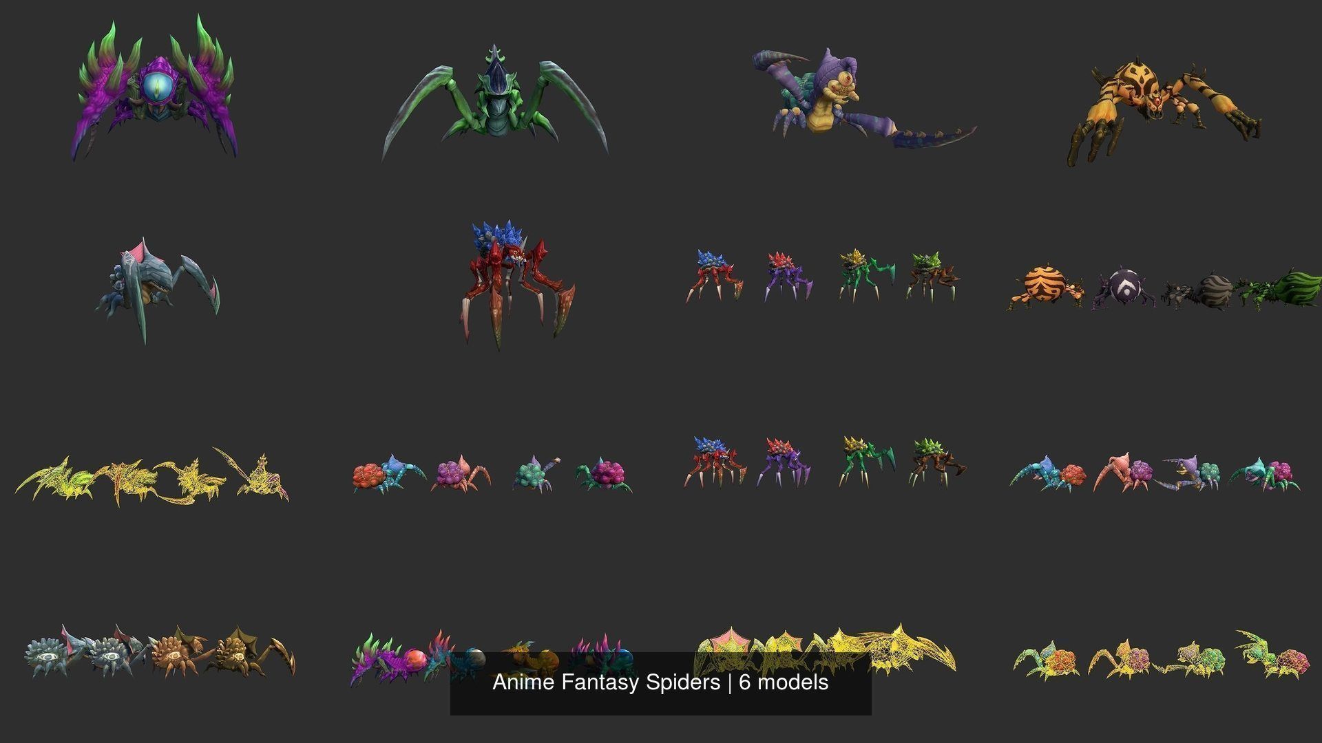 Anime Fantasy Spiders 3D Model Collection | CGTrader