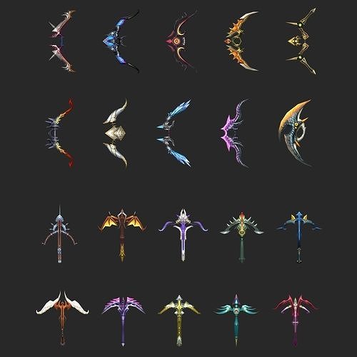3D model Fantasy Bow And Crossbow Collection VR / AR / low-poly | CGTrader