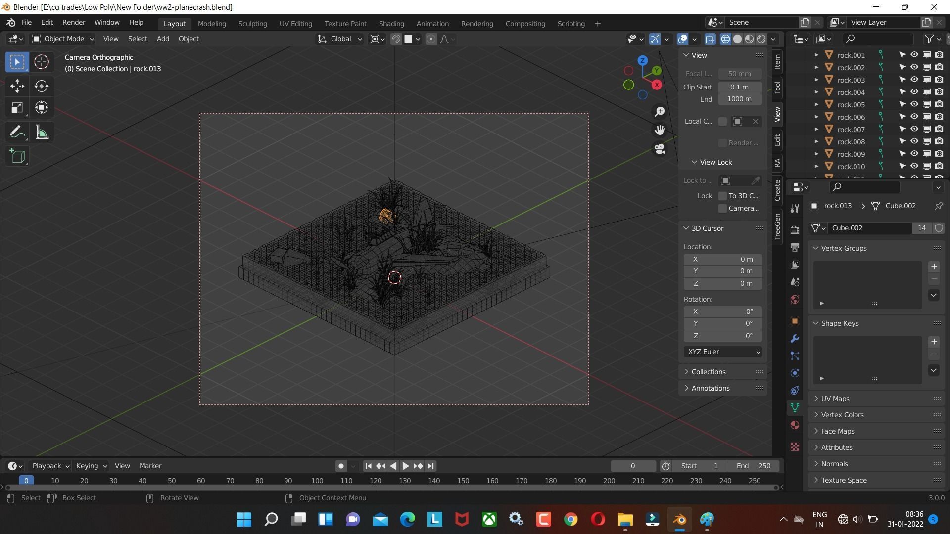 3D model Airplane 3D model crash models plane low poly game ready VR ...