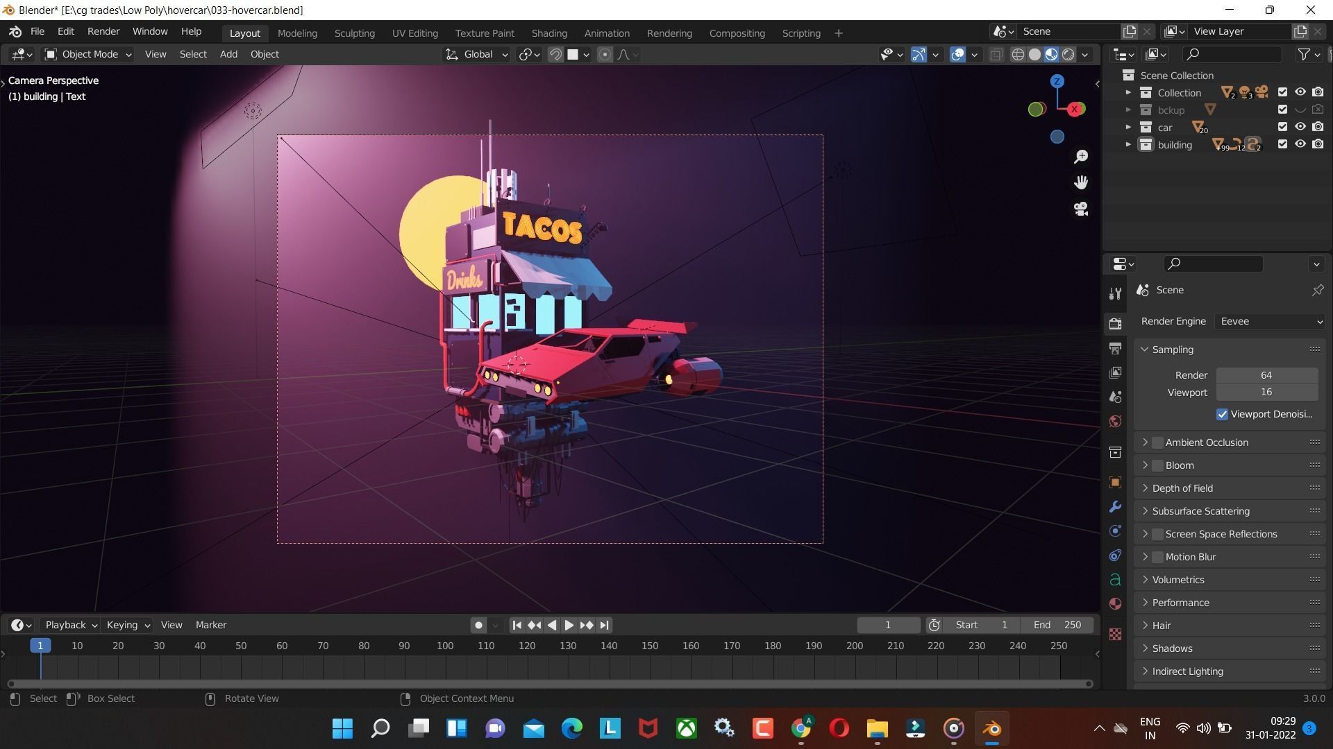 3D model Cyberpunk Hover Car Game-Ready Low-poly 3D model VR / AR / low ...