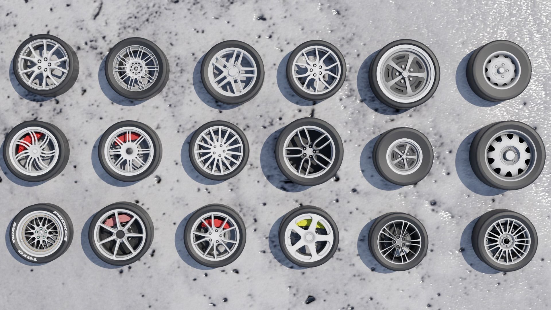 3D model CAR TUNING COLLECTION wheel spoiler bumper VR / AR / low-poly ...