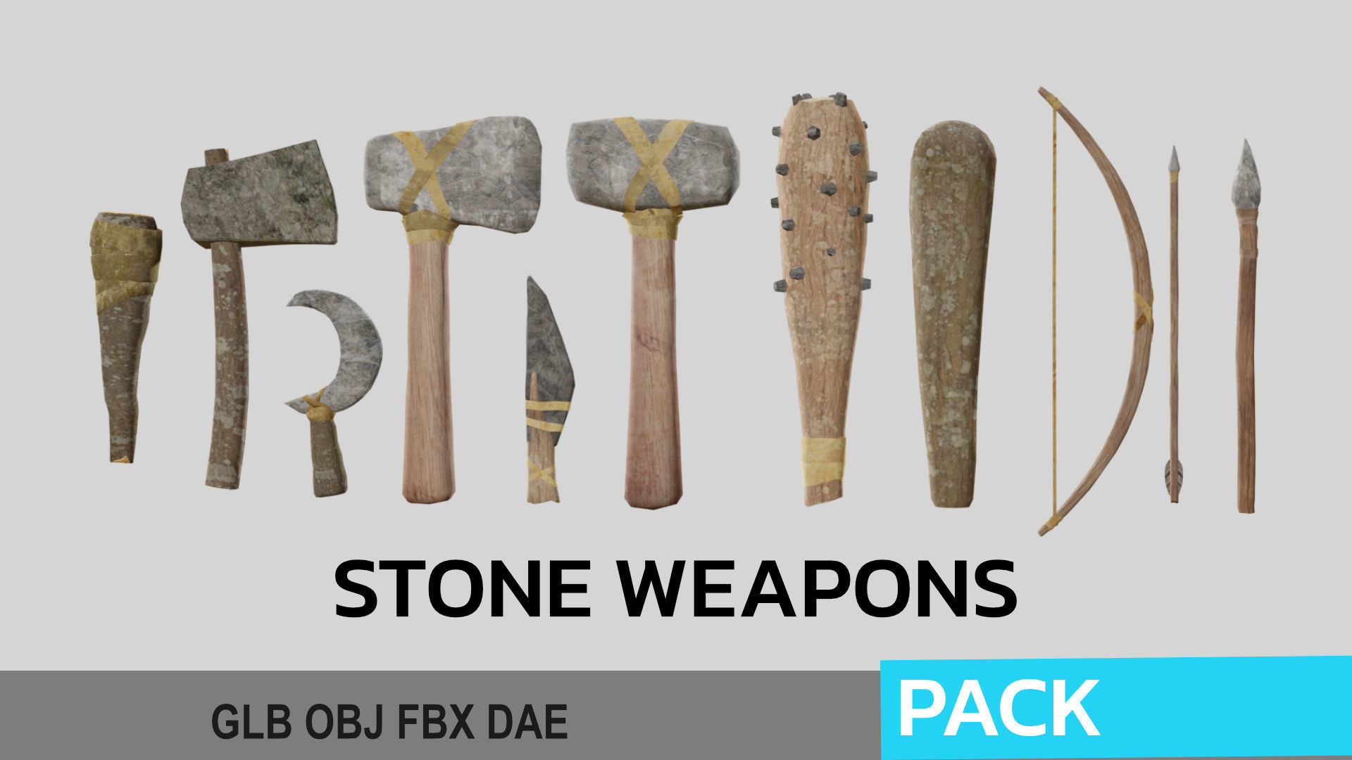 Stone Weapons 9 packs 3D model | CGTrader
