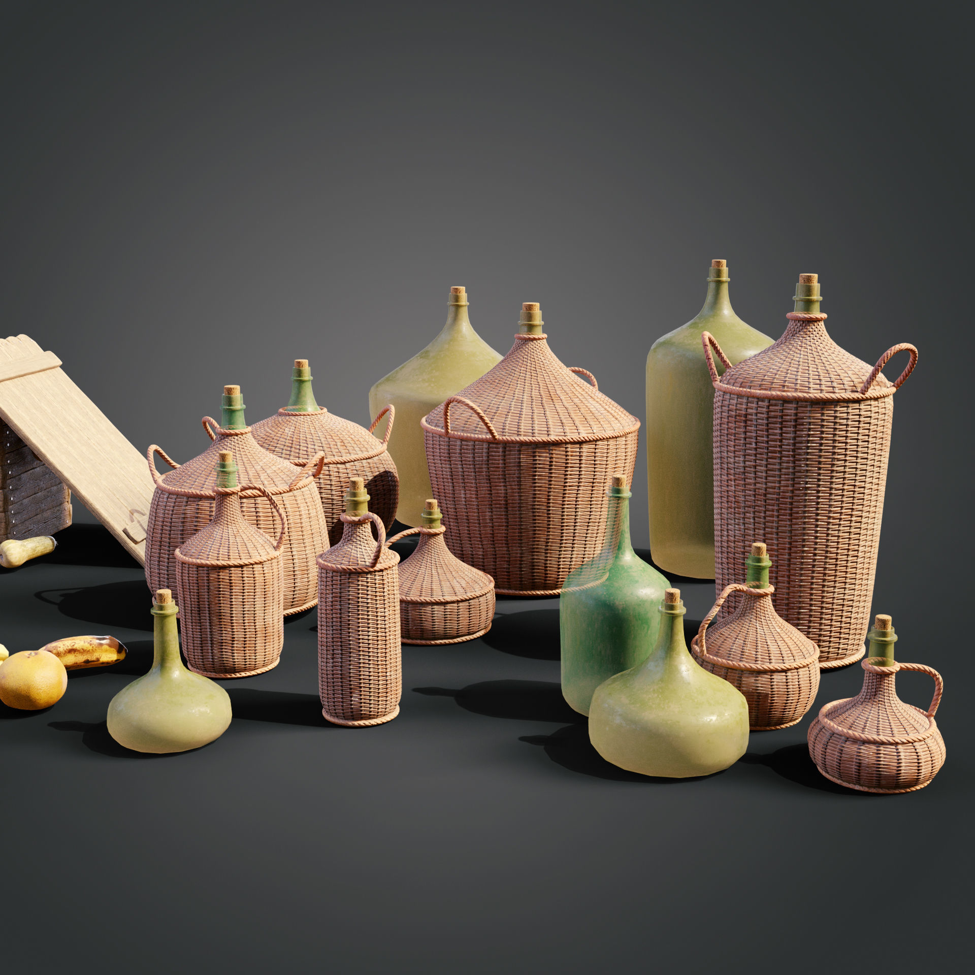 3D model Medieval market container props VR / AR / low-poly | CGTrader