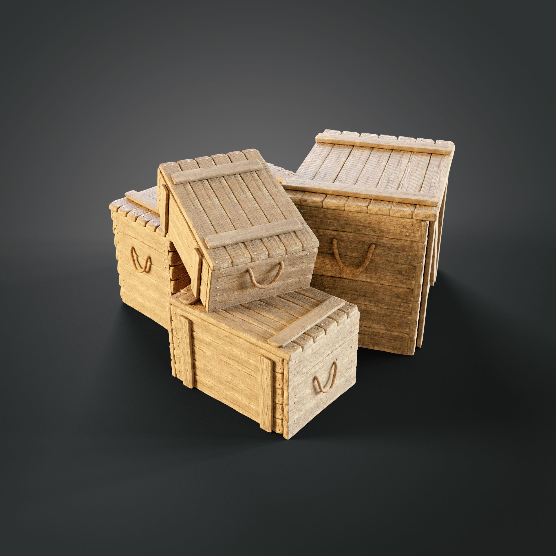 3D model Medieval market container props VR / AR / low-poly | CGTrader