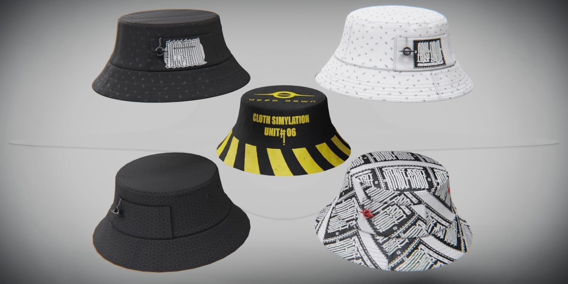 3D model Photoreal Low and High poly Bucket Hat Set VR / AR / low-poly ...