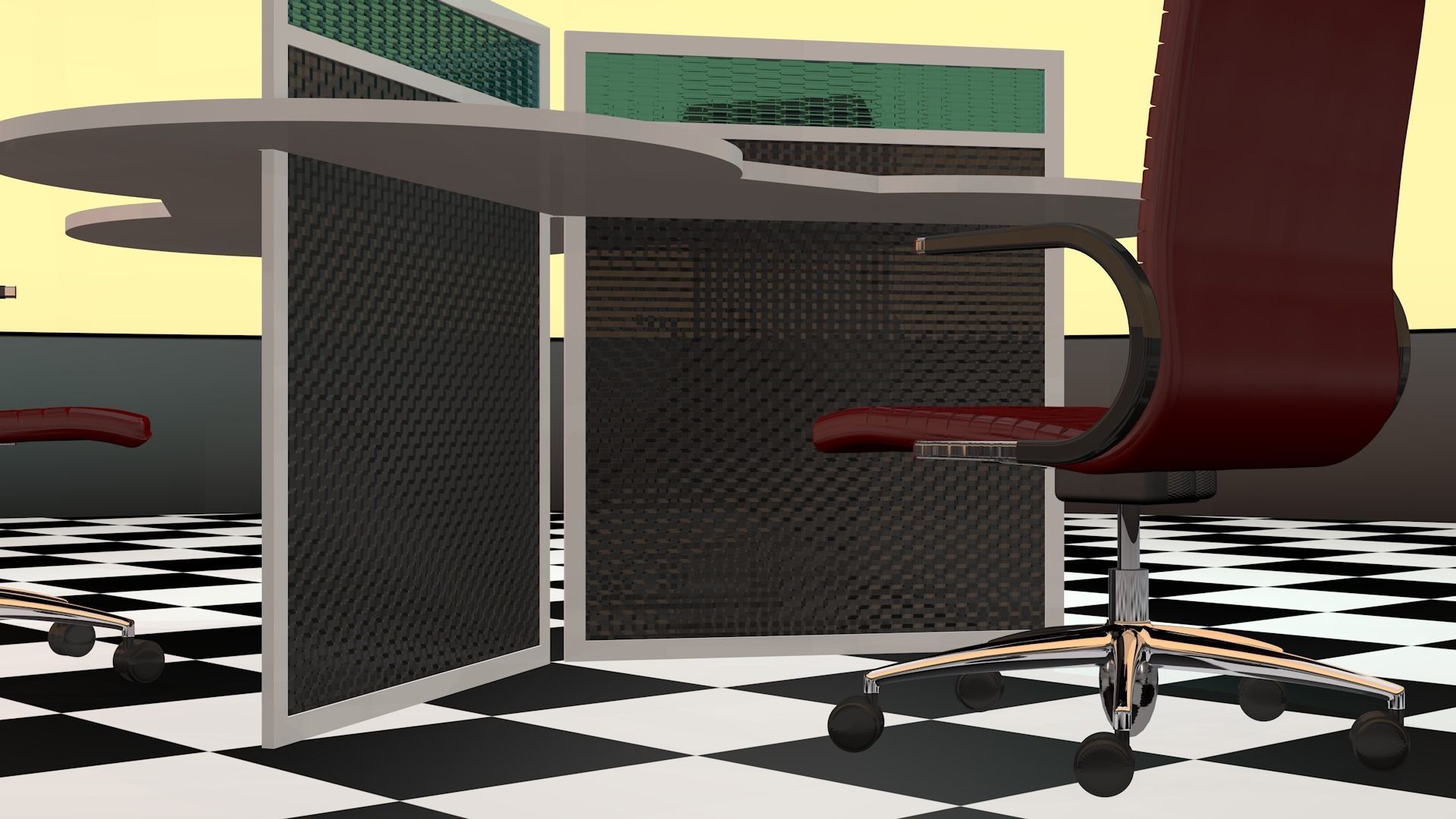 Triple desk 3D model | CGTrader