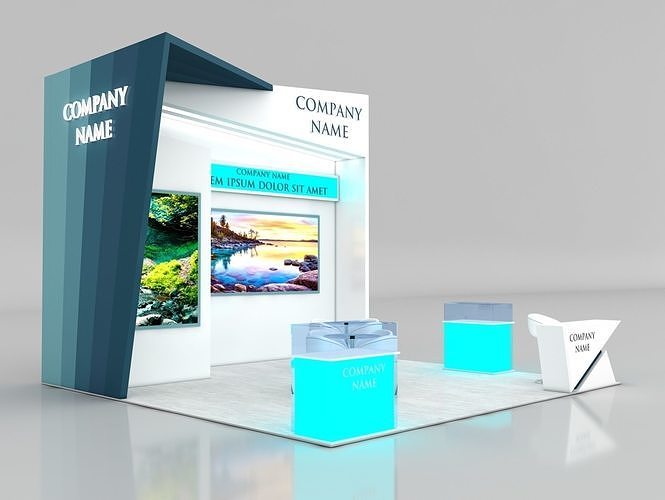 Booth Exhibition Stand Stall 6x6m Height 500 cm 3 Side Open 3D model ...