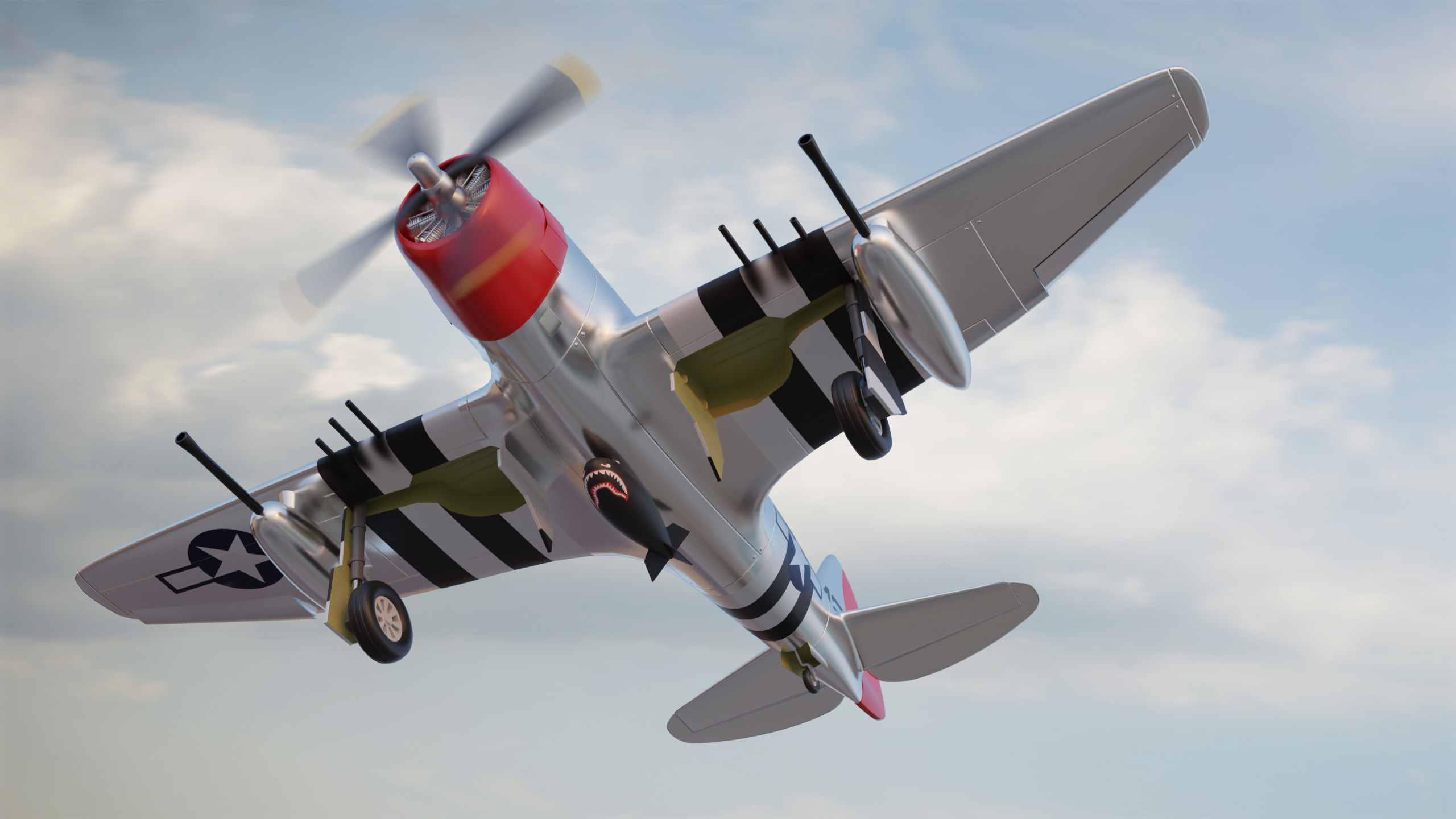 3D model Stylized P47 Thunderbolt Airplane VR / AR / low-poly | CGTrader