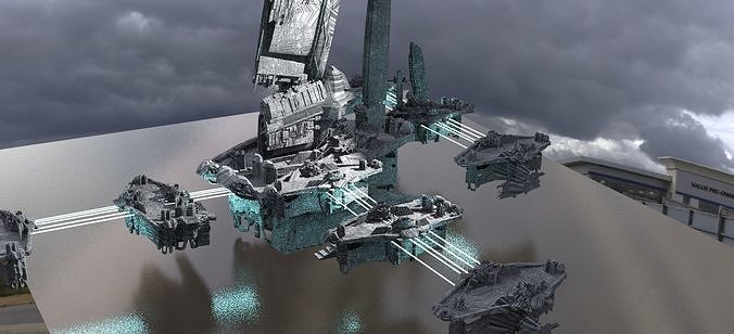 Halo Forerunner Inspired Hologram Bridges Extended Fortress 3D model ...