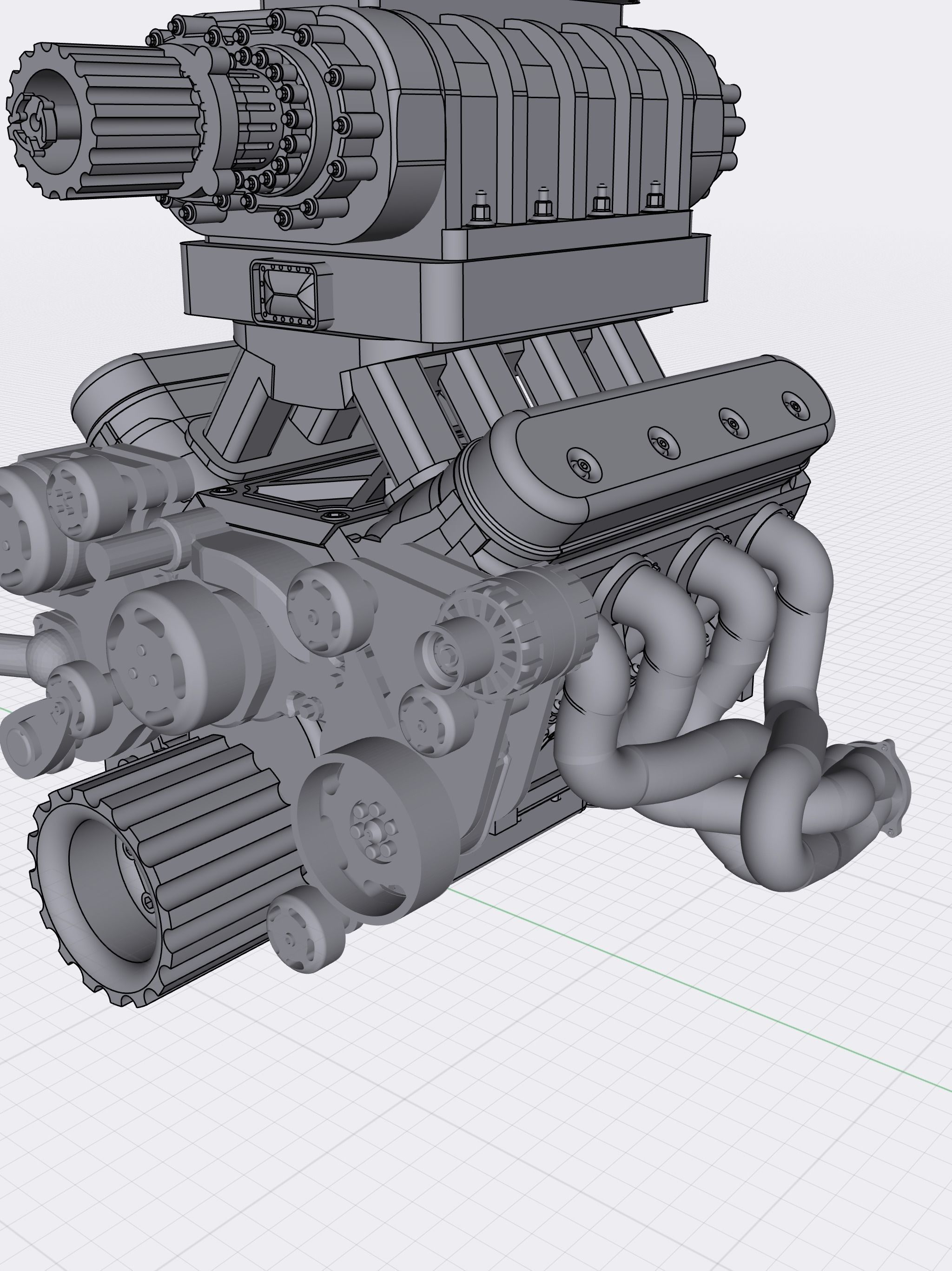 Roots Blown LSX with accessories 8 71 blower 3D model 3D printable ...