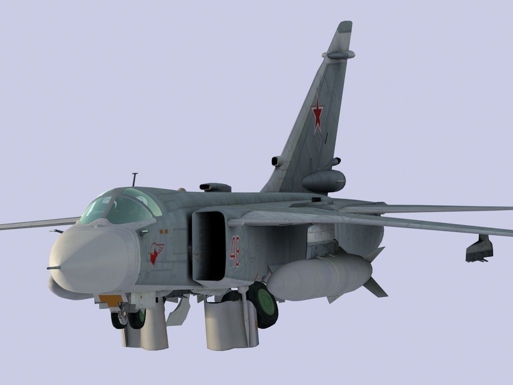 3D model Sukhoi Su-24 Russian tactical strike bomber VR / AR / low-poly ...