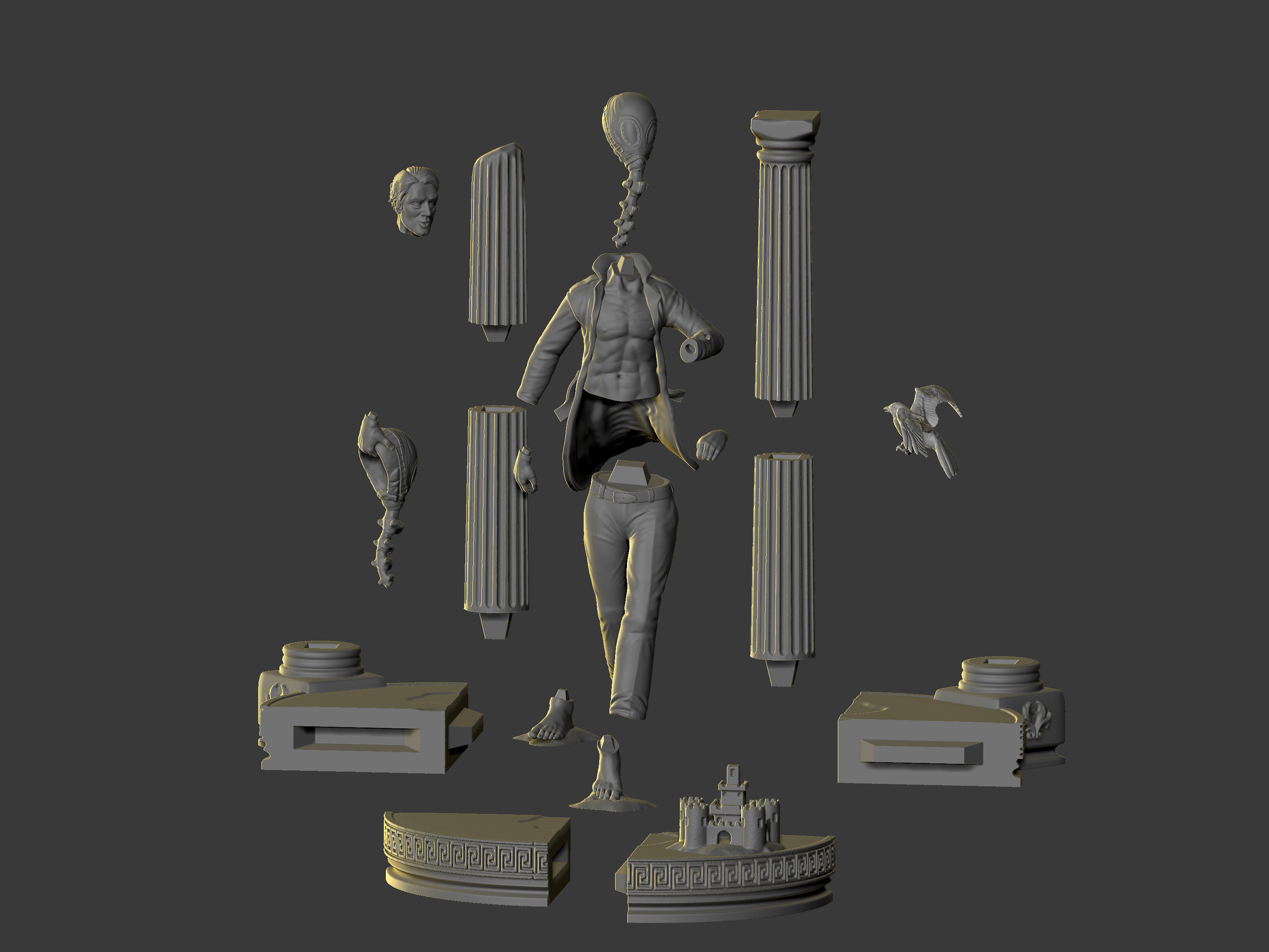 Sandman statue of man holding sword 3D model 3D printable | CGTrader