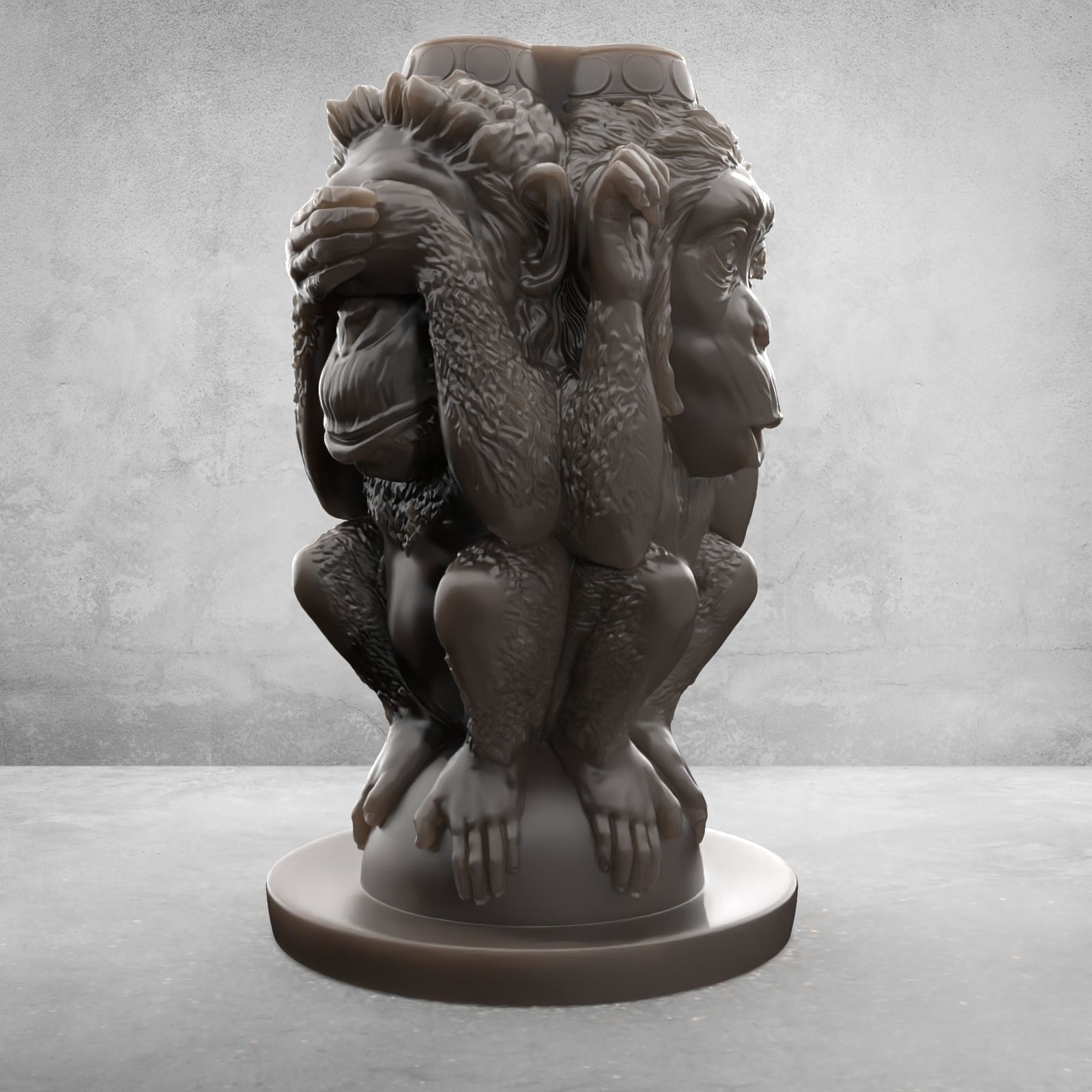 Three Wise Monkeys 3D model 3D model 3D printable | CGTrader