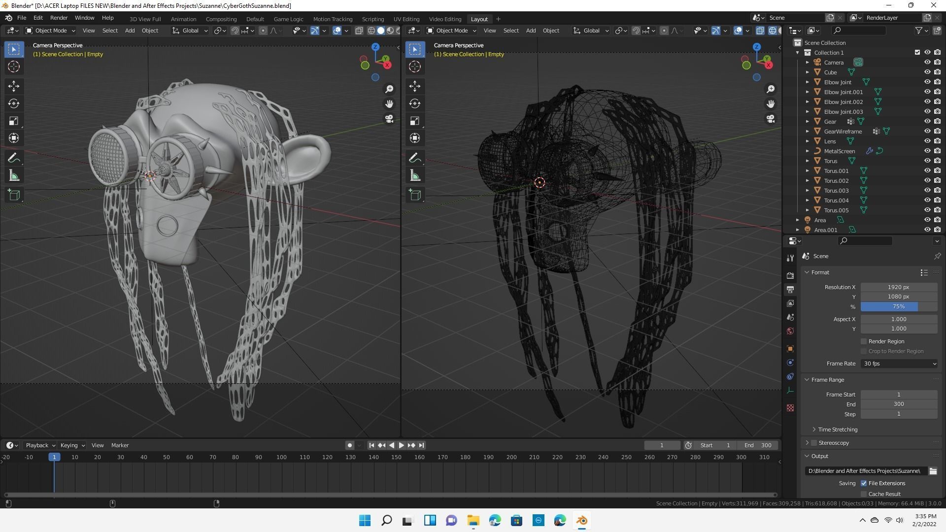 Blender Suzanne Cyber Punk Goth 3D model | CGTrader