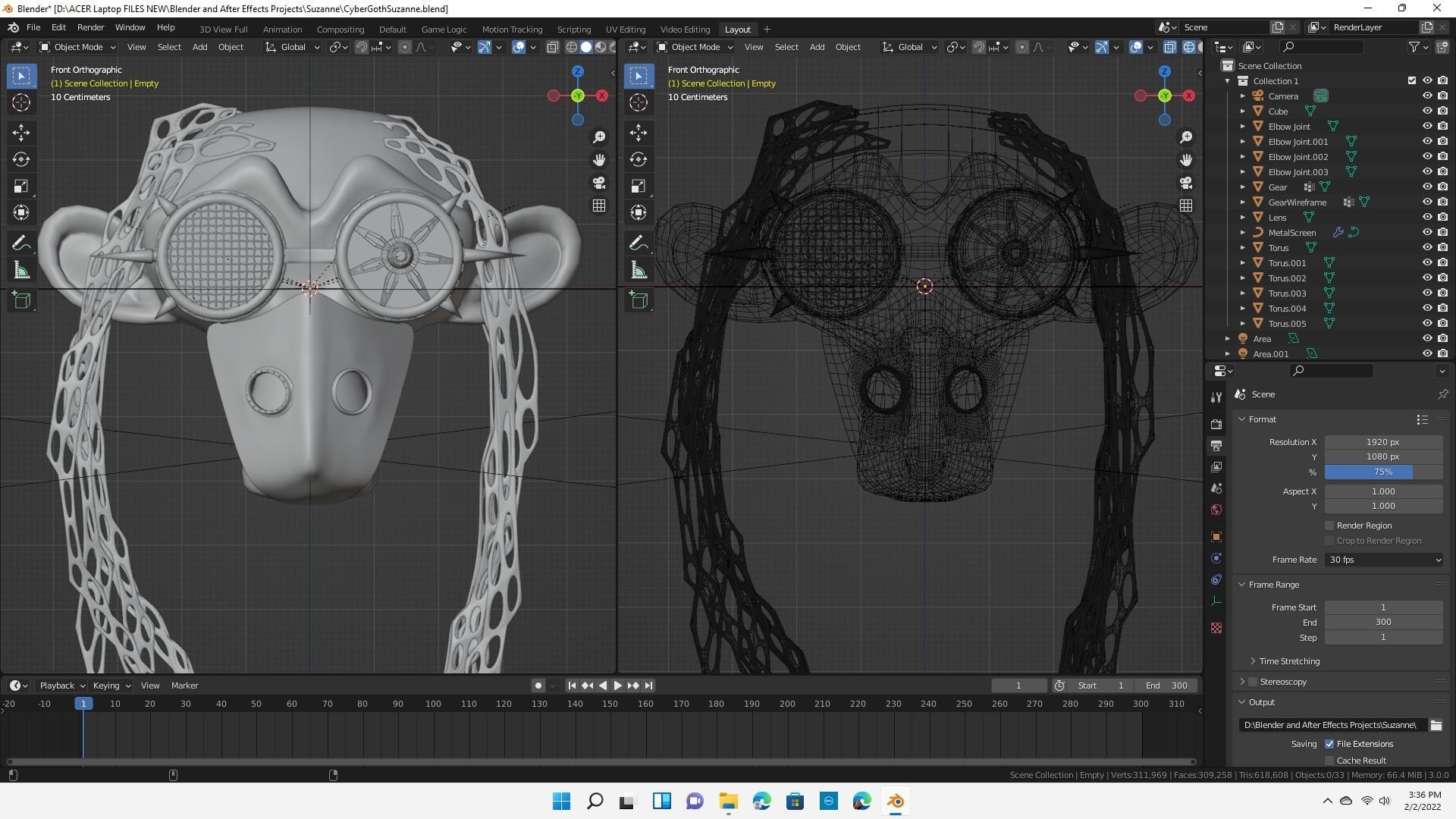Blender Suzanne Cyber Punk Goth 3D model | CGTrader