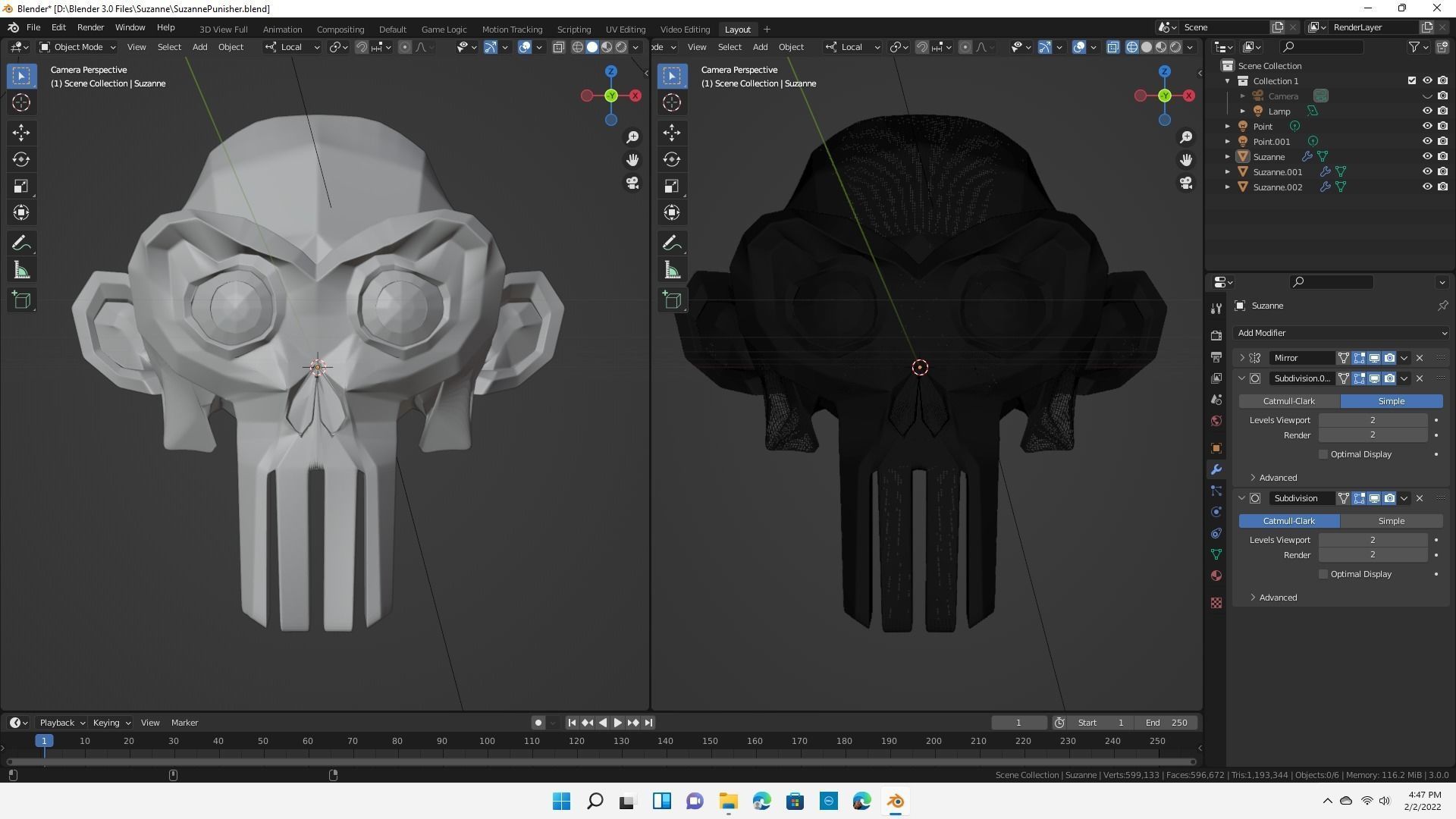 Blender Suzanne Punisher 3D model | CGTrader