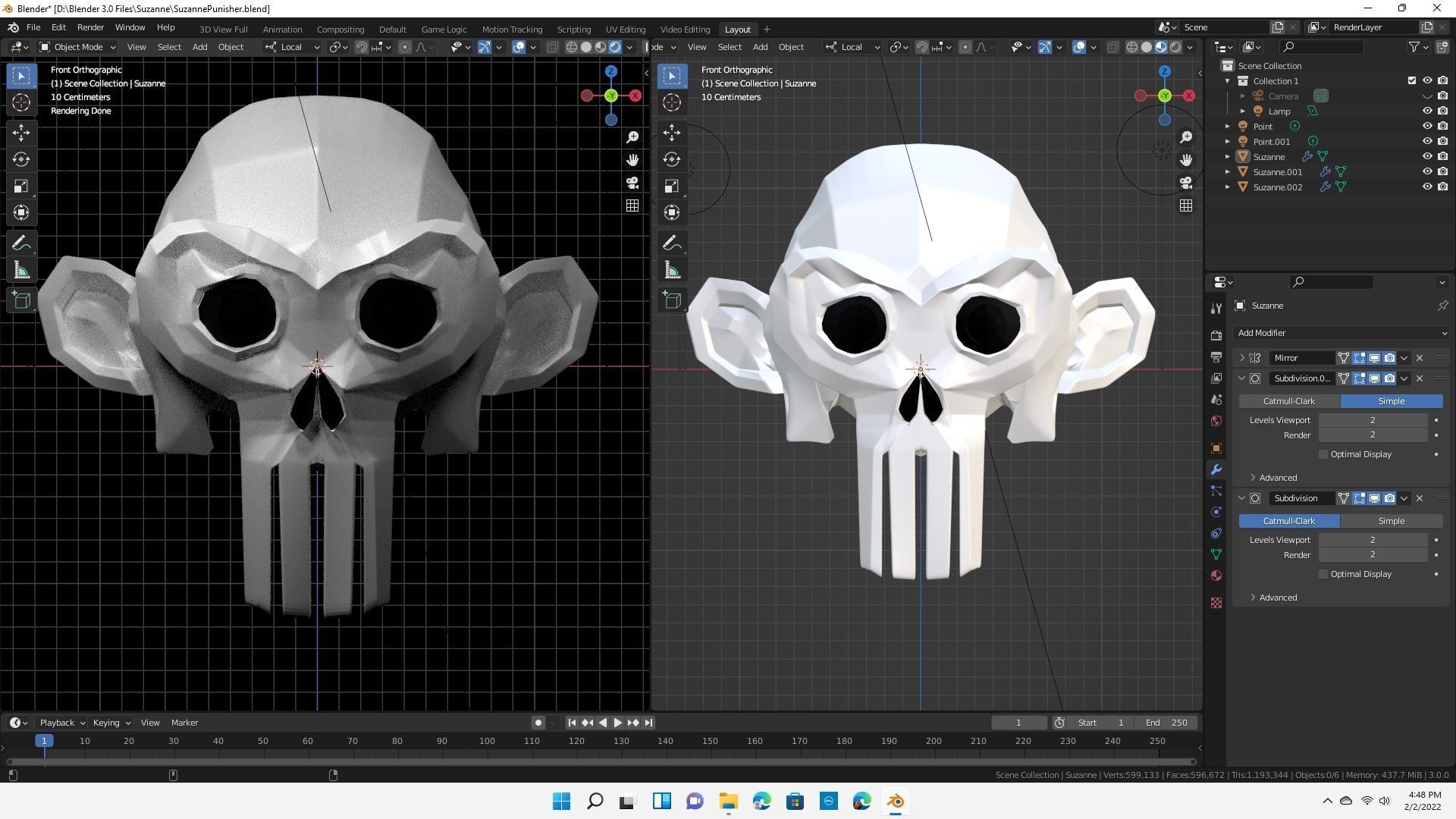 Blender Suzanne Punisher 3D model | CGTrader