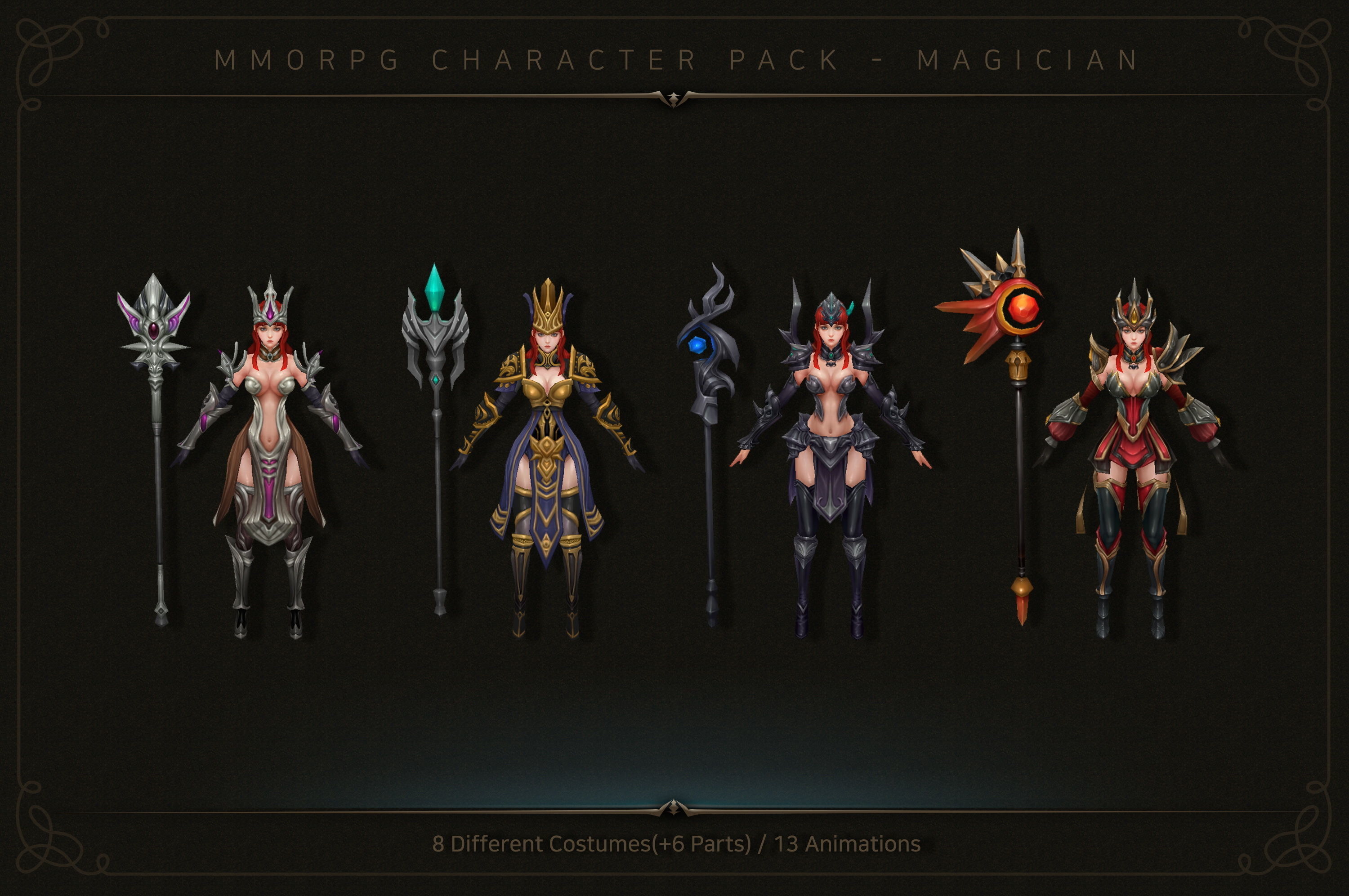 3D model MMORPG Character Pack - Magician VR / AR / low-poly | CGTrader