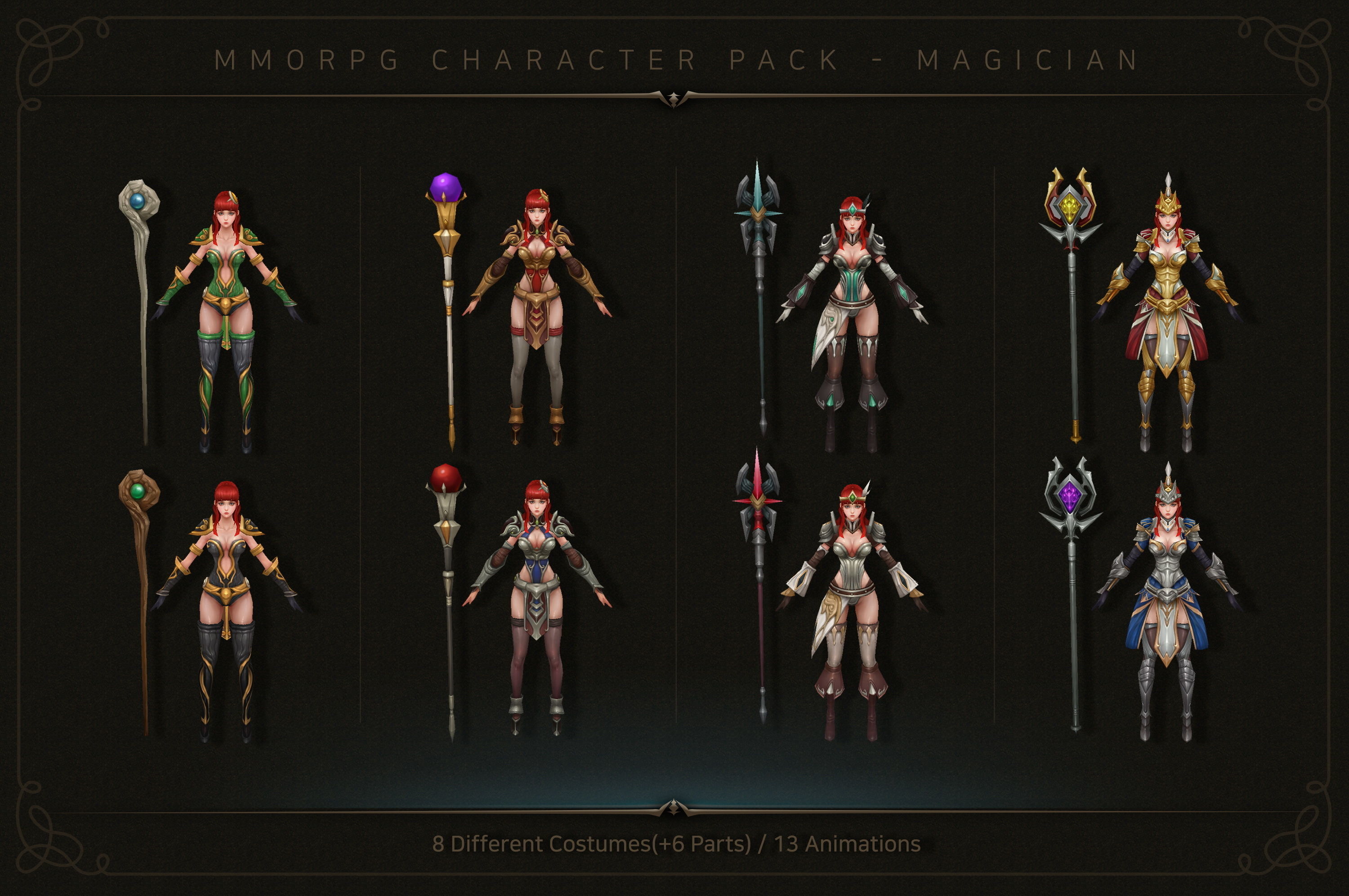 3D model MMORPG Character Pack - Magician VR / AR / low-poly | CGTrader