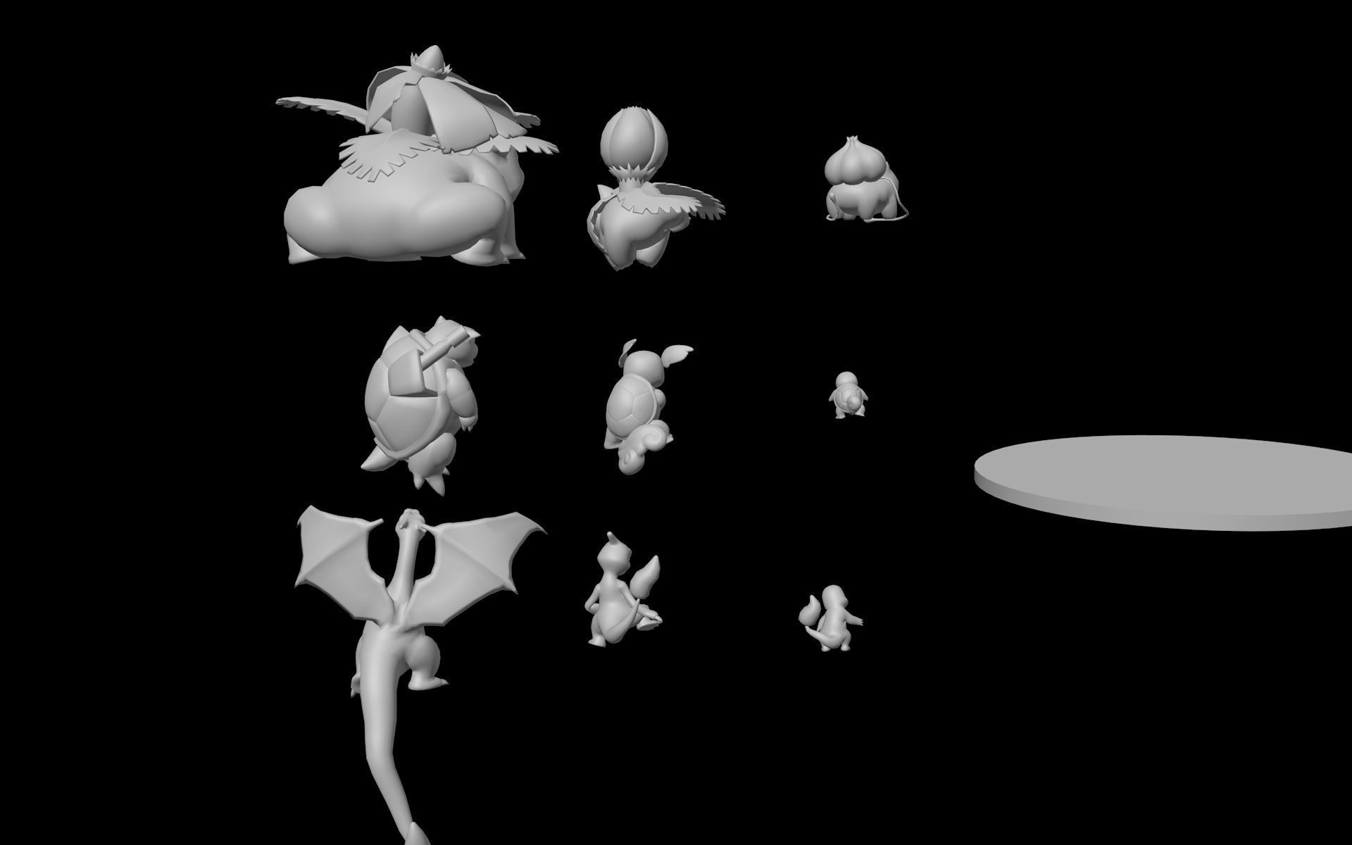Original starter pokemons with their evolutions 3D model 3D printable ...