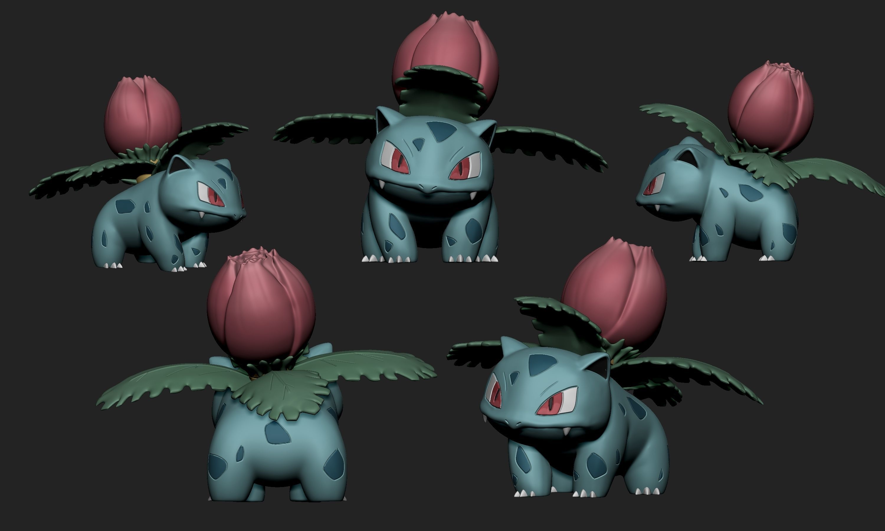 Pokemon - Bulbasaur Ivysaur and Venusaur 3D model 3D printable | CGTrader