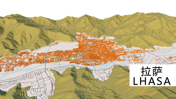 Lhasa City urban planning maquett building 3D Topography 3D model ...