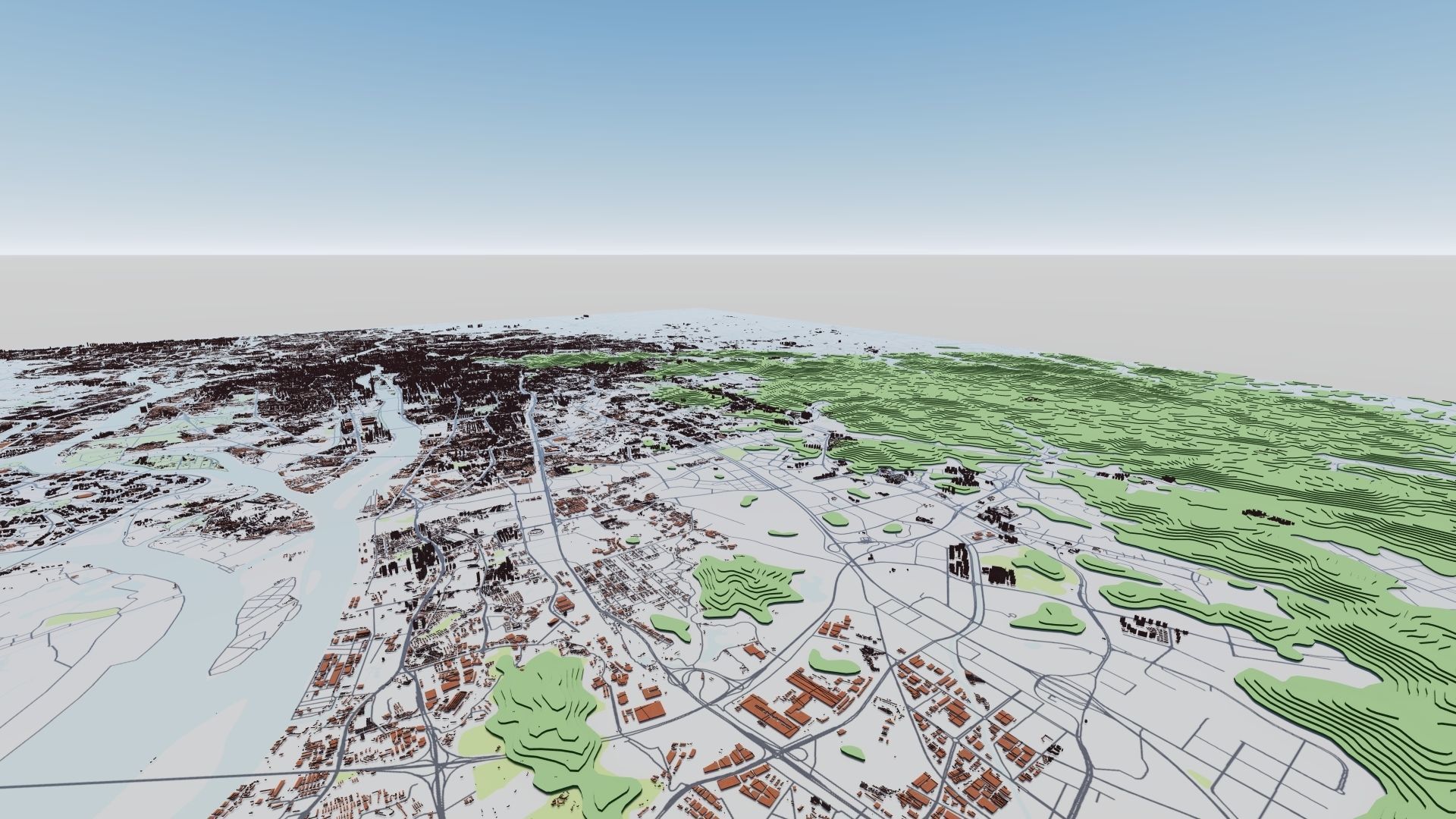 GuangZhou City urban planning maquett building 3D Topography 3D model ...