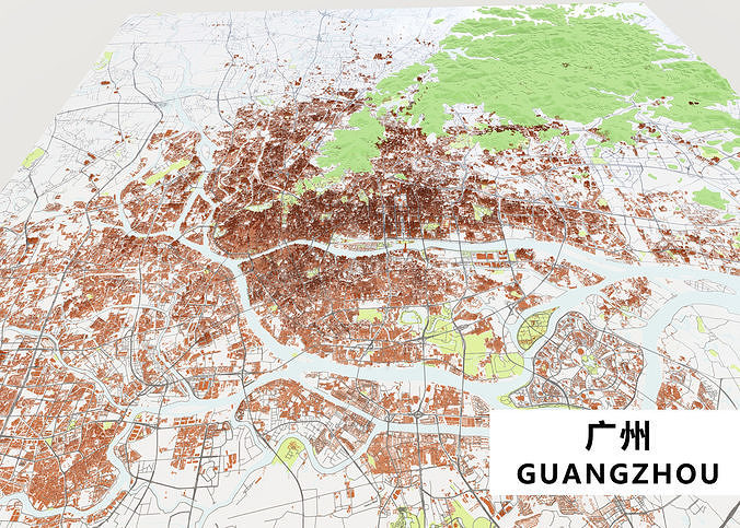 GuangZhou City urban planning maquett building 3D Topography 3D model ...