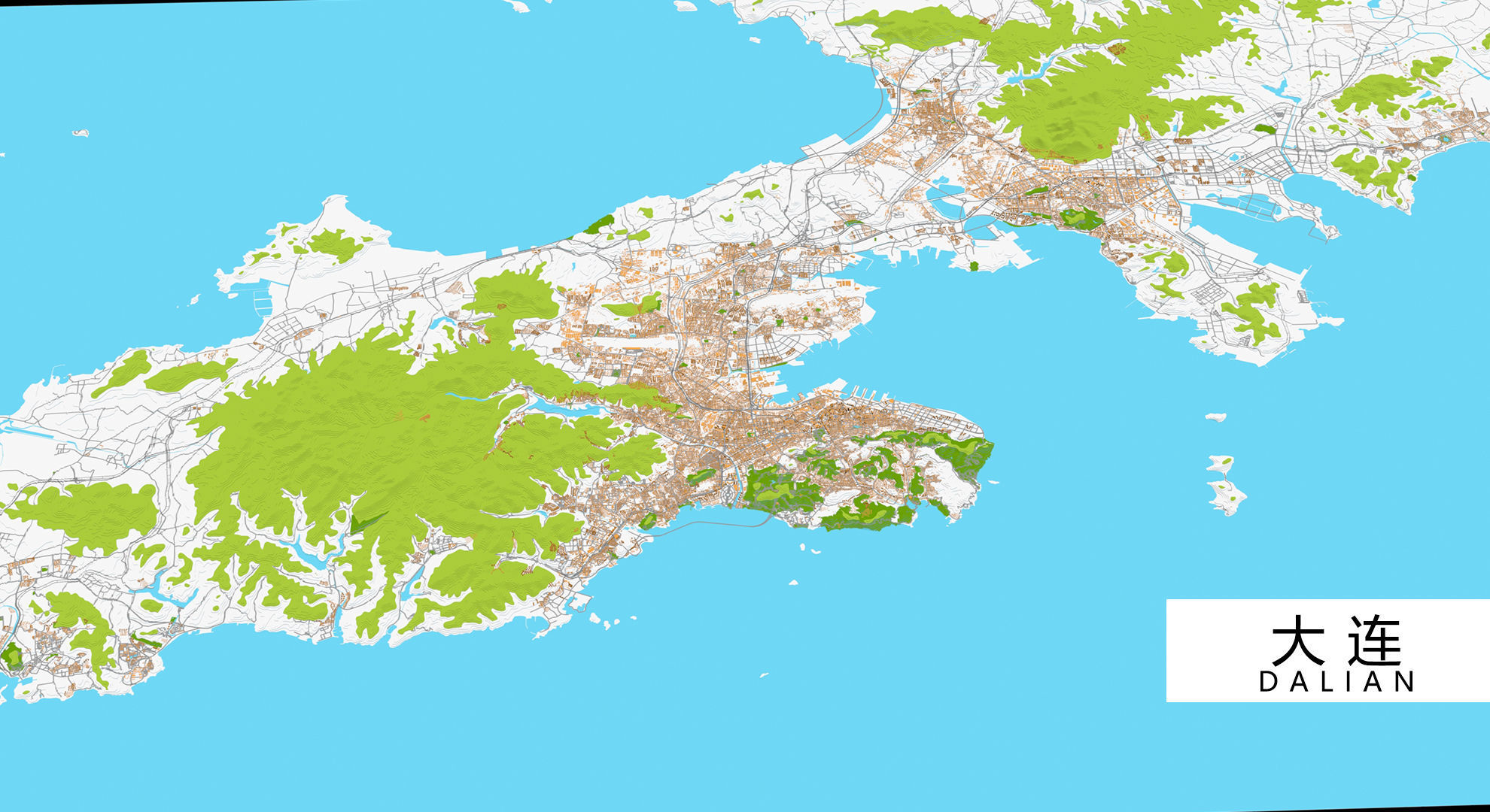 DaLian City urban planning maquett building 3D Topography 3D model ...