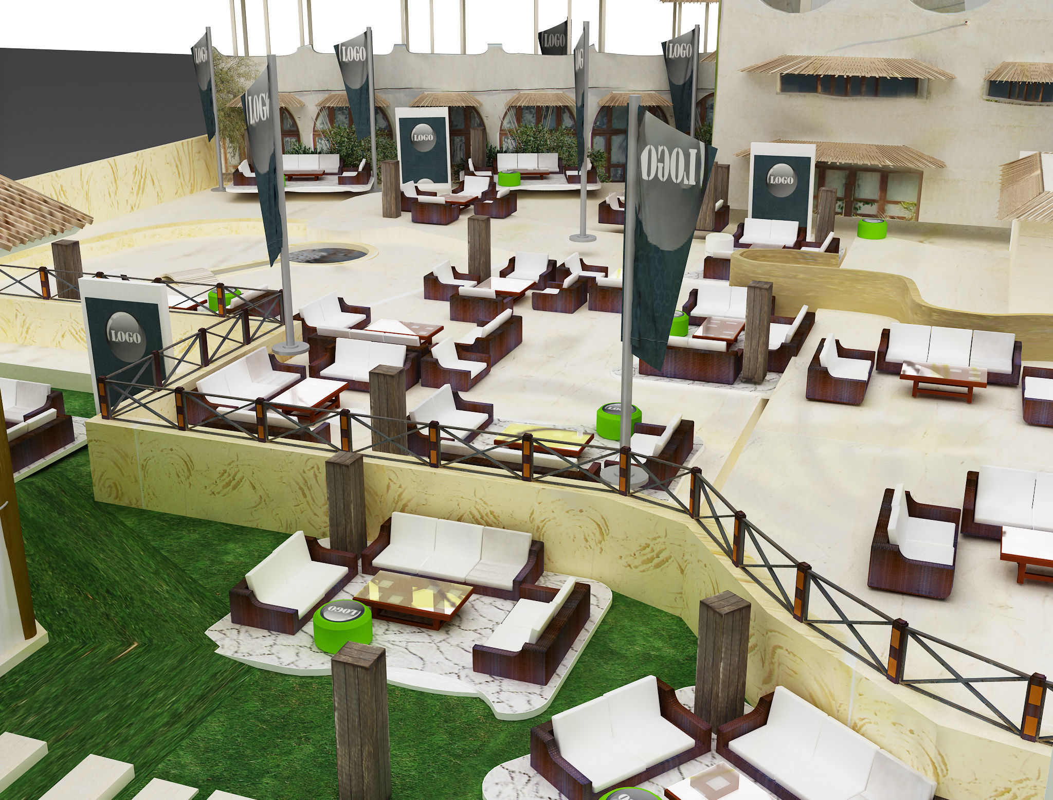 Exterior Design Beach Resort Layout a541 3D model | CGTrader