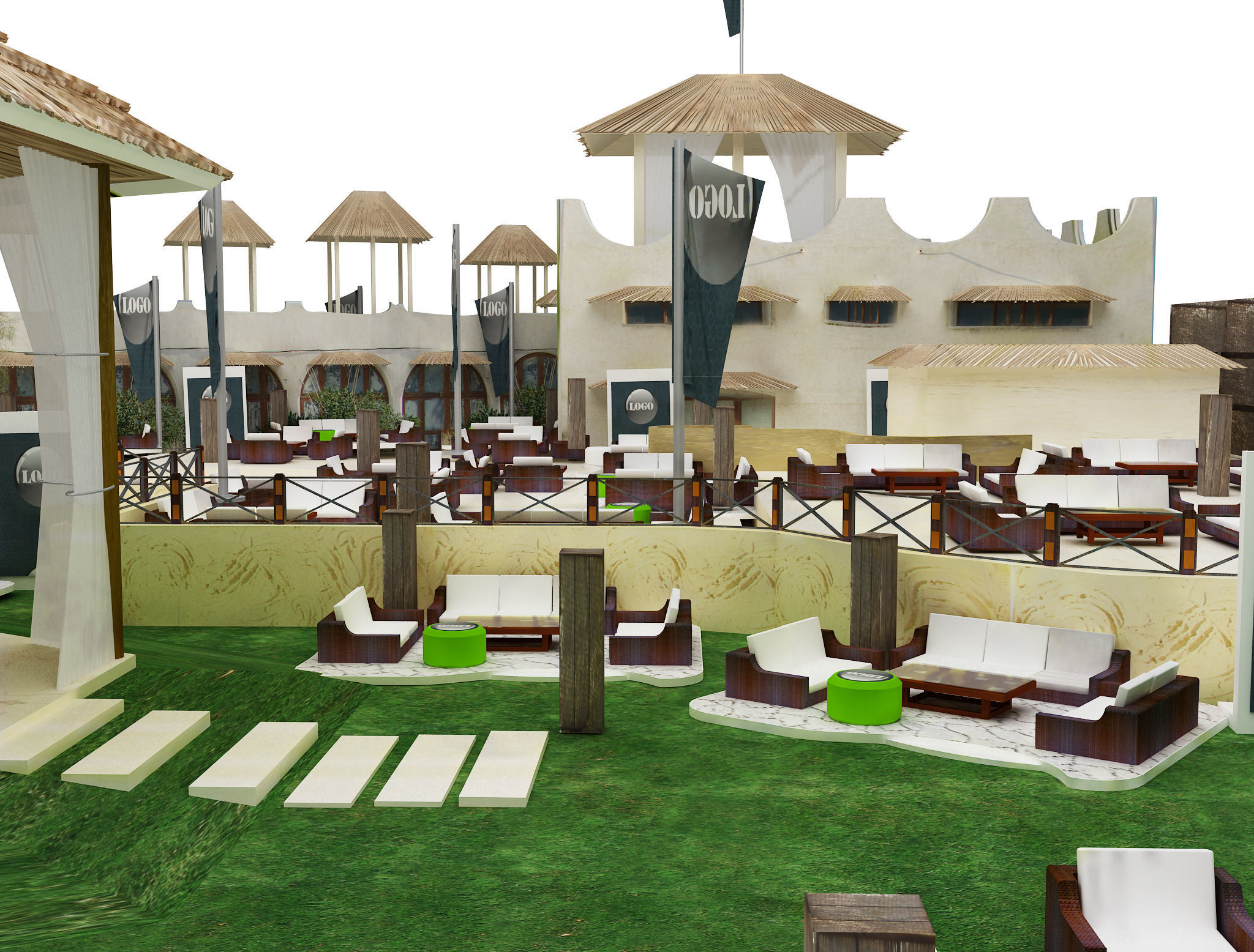 Exterior Design Beach Resort Layout a541 3D model | CGTrader