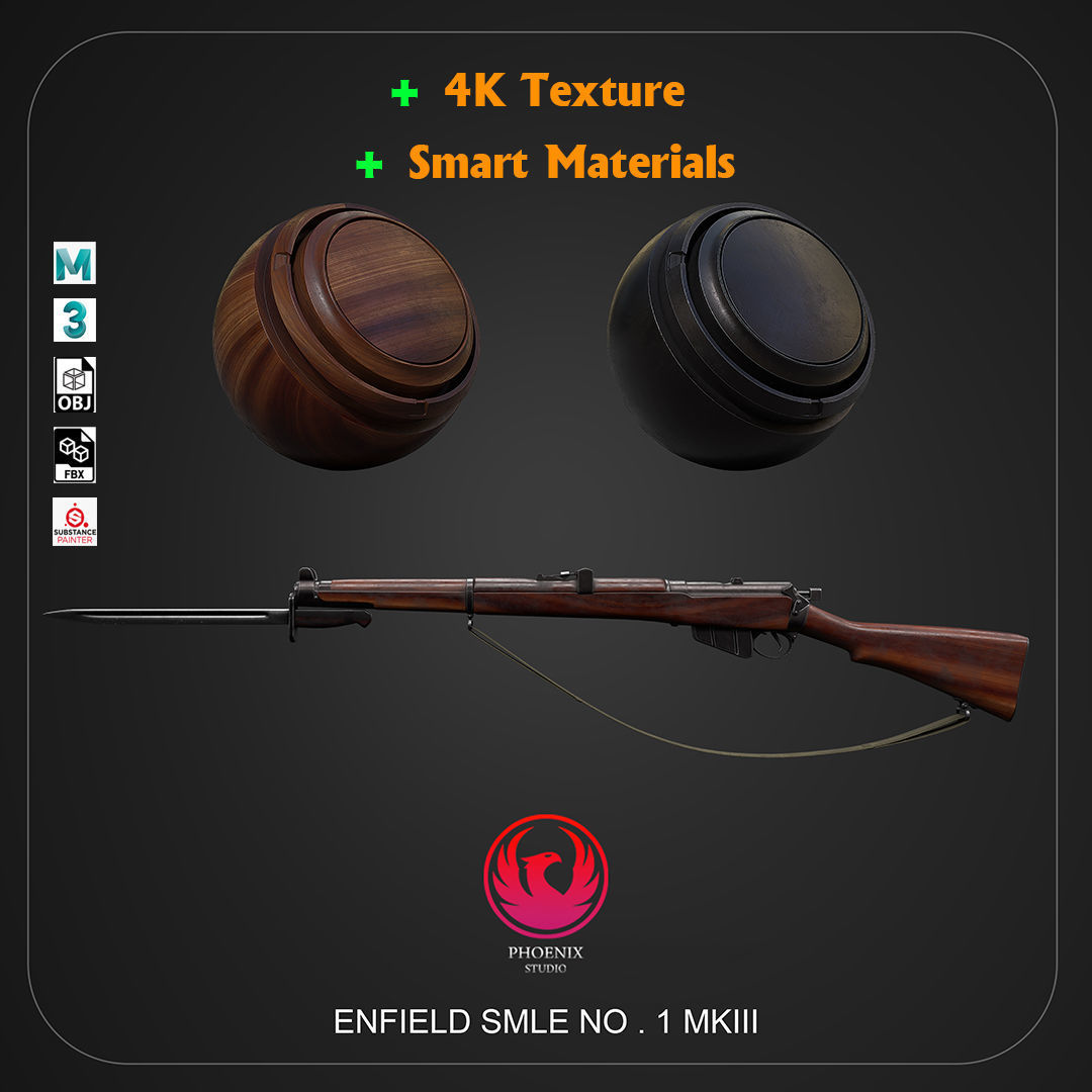 3D model 12 Military Weapons Materials VR / AR / low-poly | CGTrader