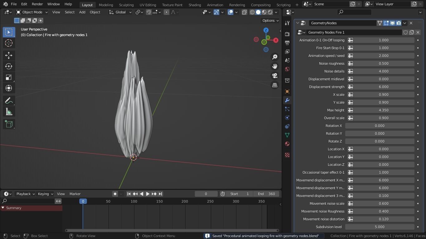 3D model Procedural animated looping fire with blender geometry nodes VR / AR / low-poly | CGTrader