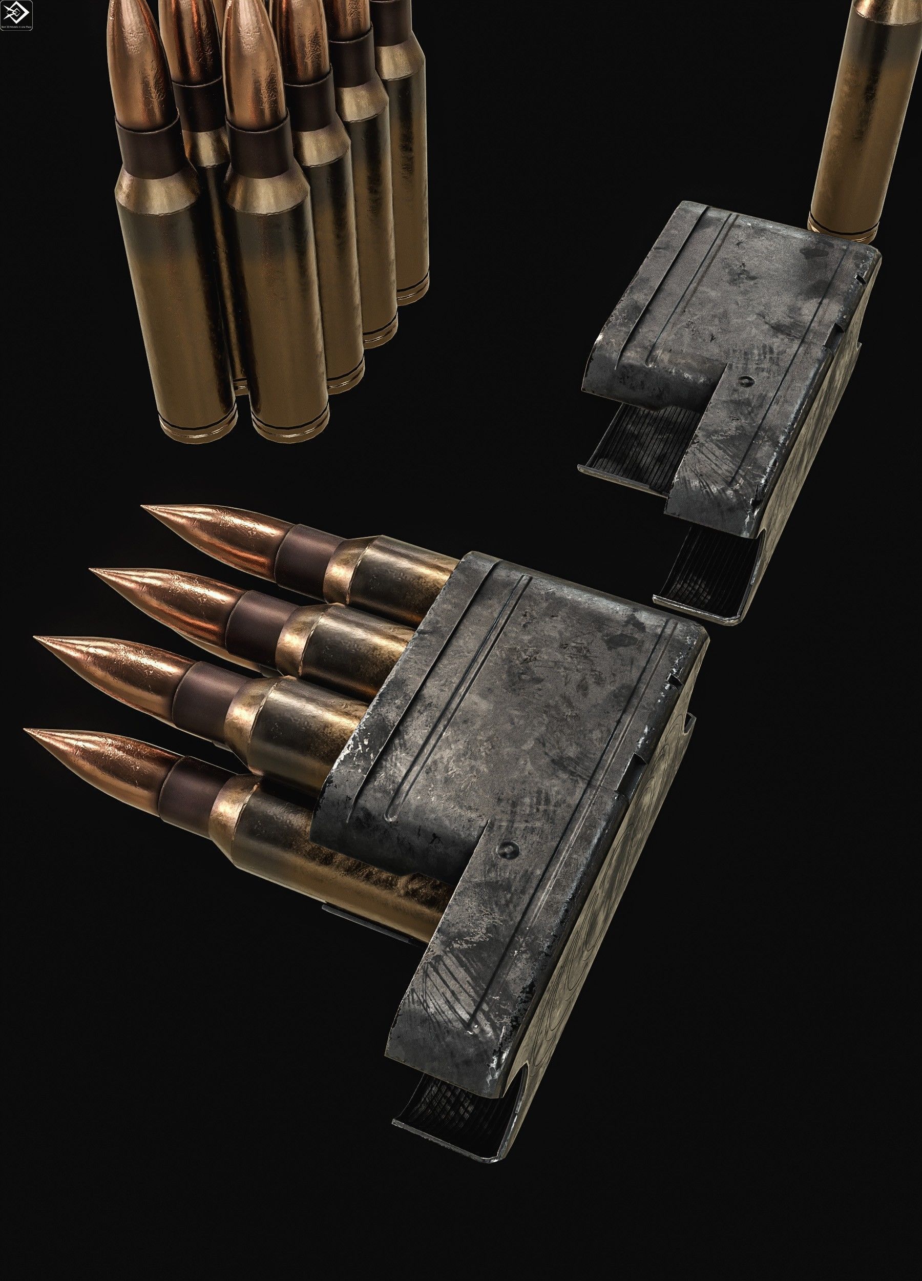 3D model Rifle Mag and Ammo Pack PBR VR / AR / low-poly | CGTrader