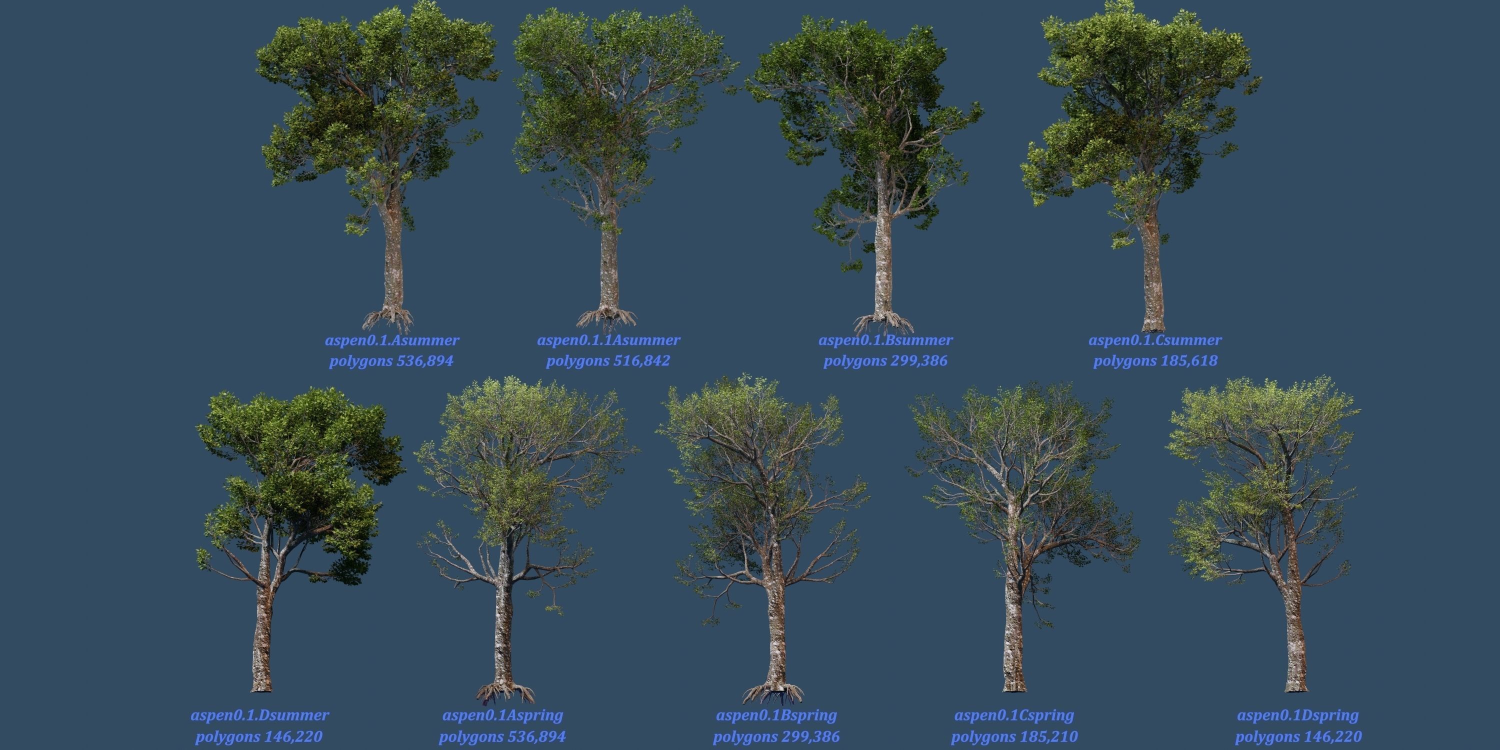 Aspen Tree Ver 0-1-9in1 3D model | CGTrader