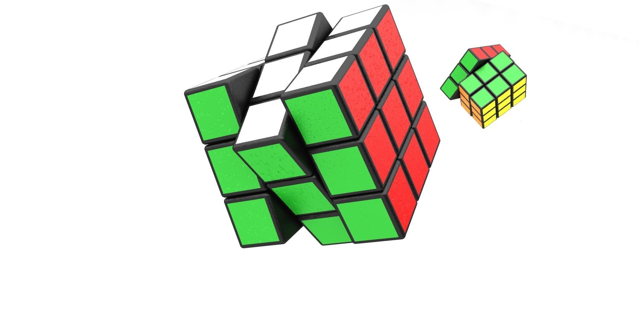 3d Rubiks cube with moving parts animatable free VR / AR / low-poly 3D ...