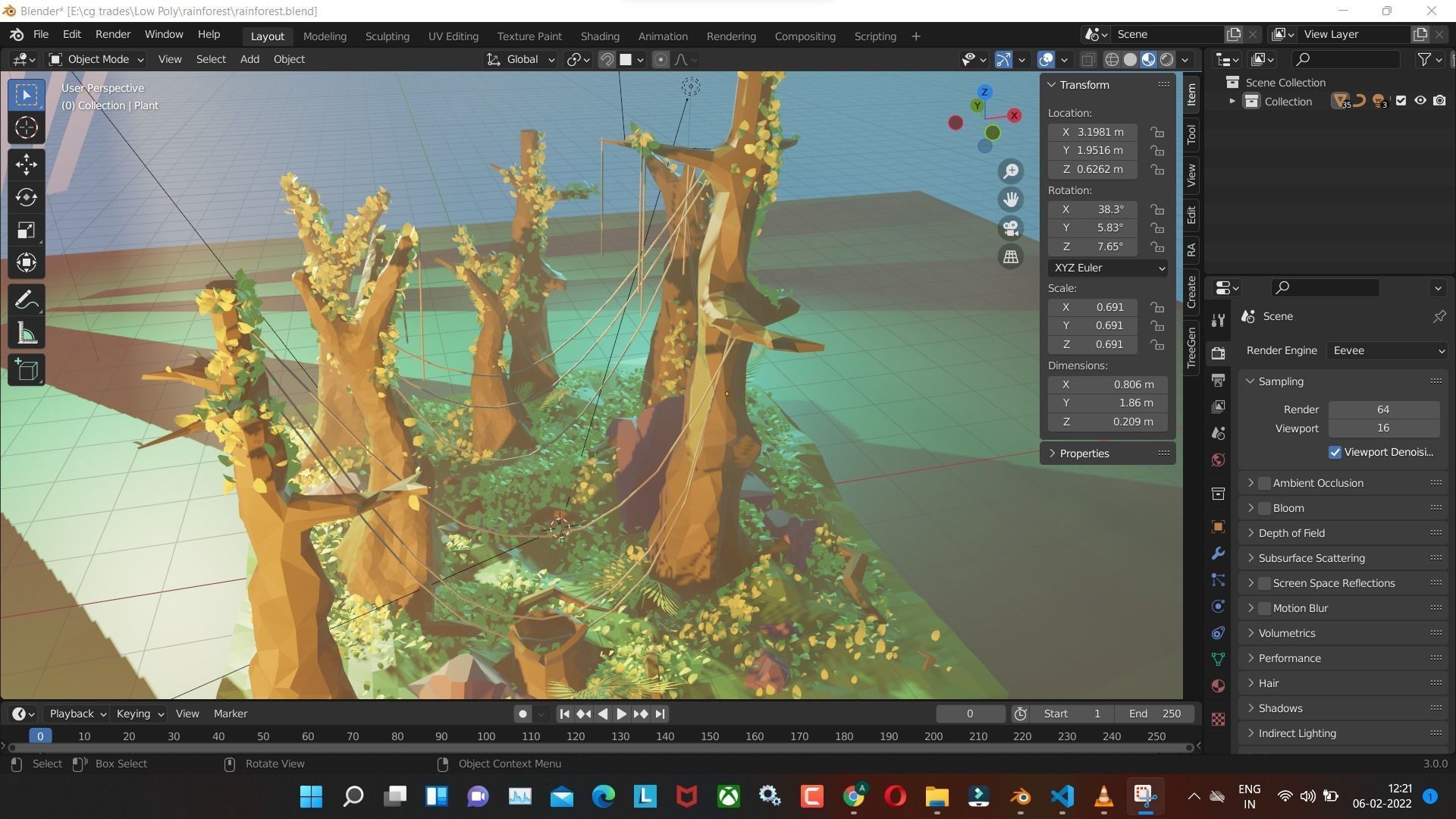 3D model Rain forest Low-poly 3D model Render in blender VR / AR / low ...