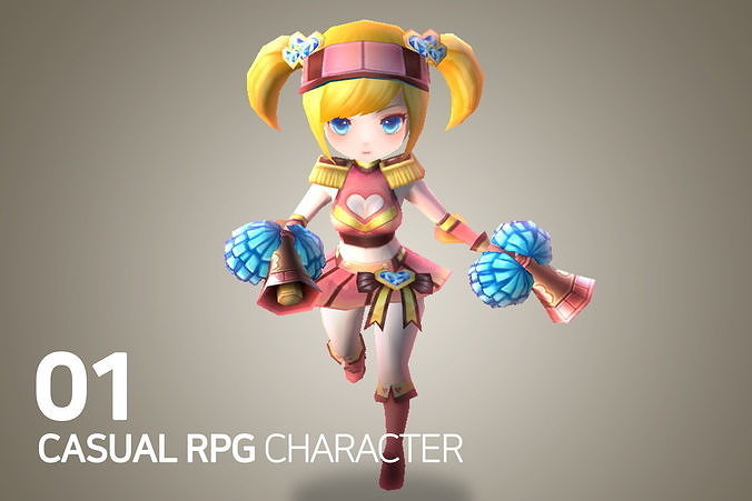 3D model Casual RPG Character - 1 Angelina VR / AR / low-poly | CGTrader