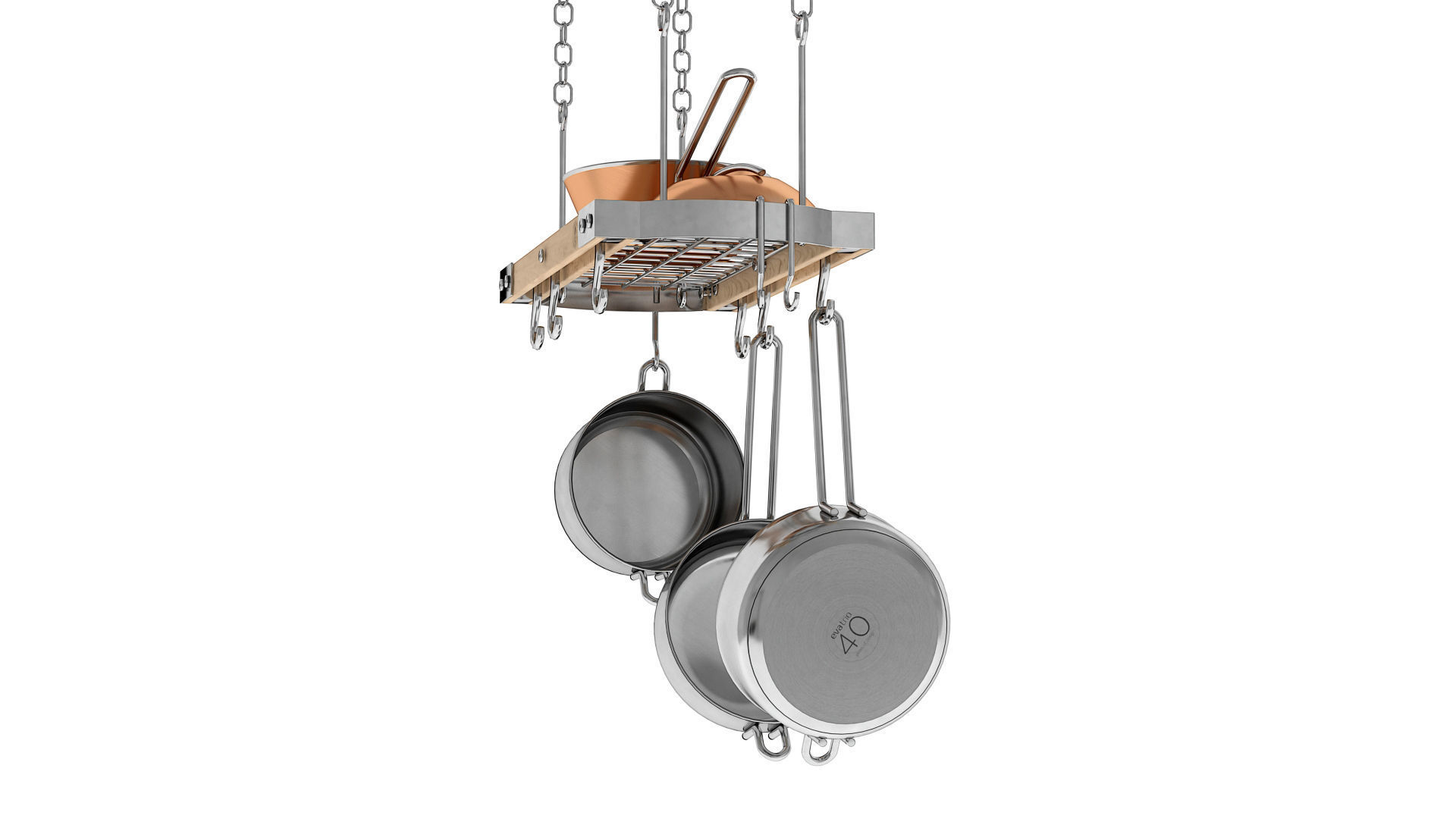 Ceiling Pot Rack - Hanging Shelf Kitchen with Pans 3D model | CGTrader