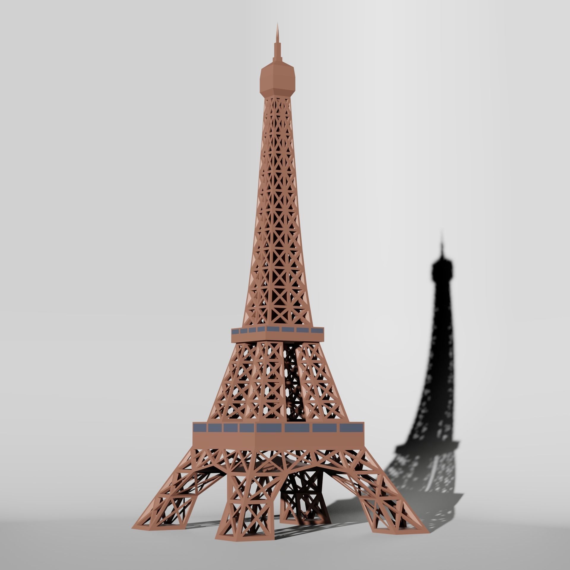 3D model Low Poly Eiffel Tower Flat And Volume VR / AR / low-poly | CGTrader