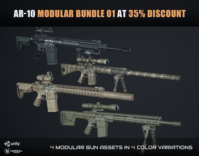AR-10 Custom Modular Bundle 01 3D Model Collection | CGTrader