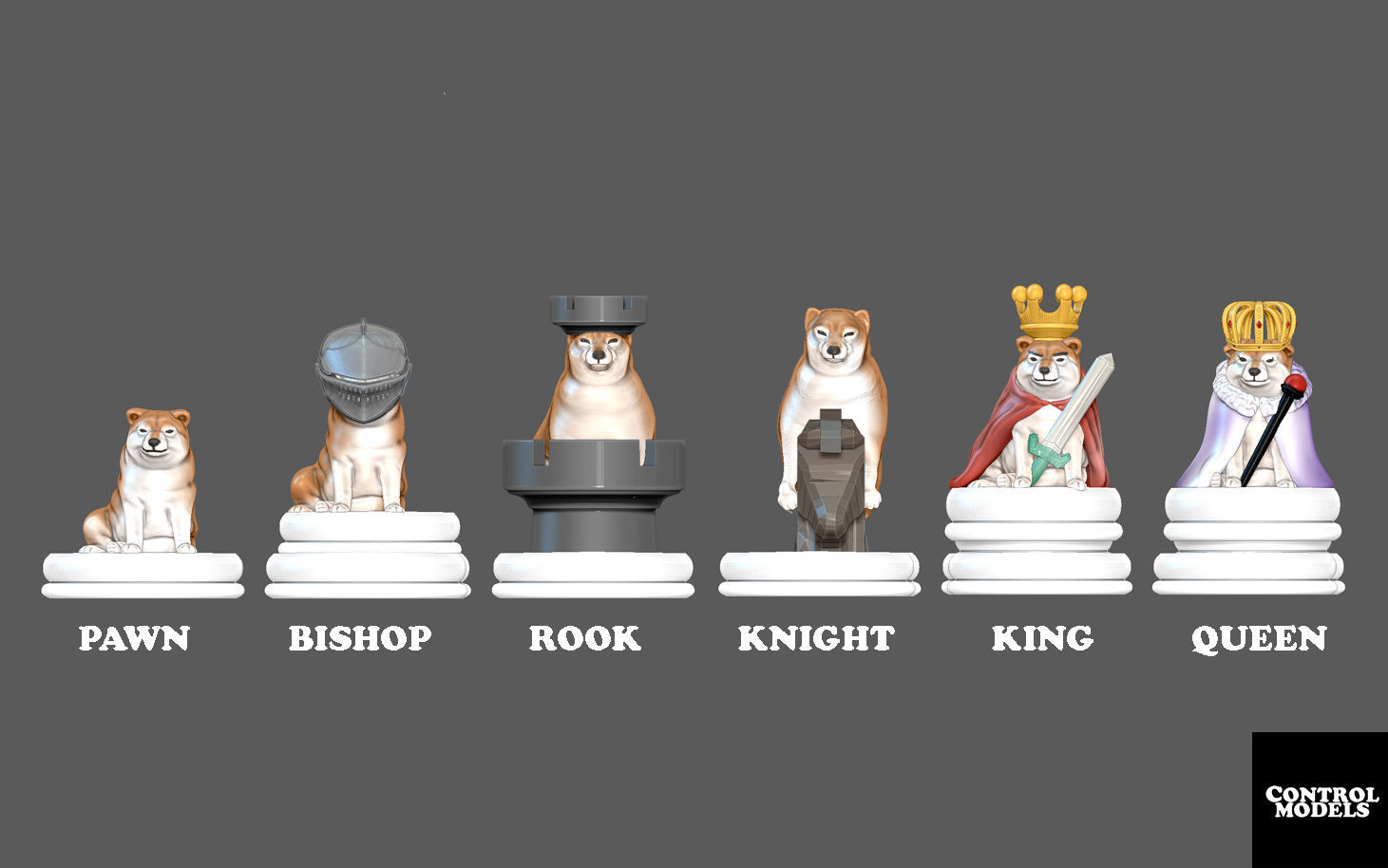CHEEMS DOGE DOGGY CHESS SET PACK 3D model 3D printable | CGTrader