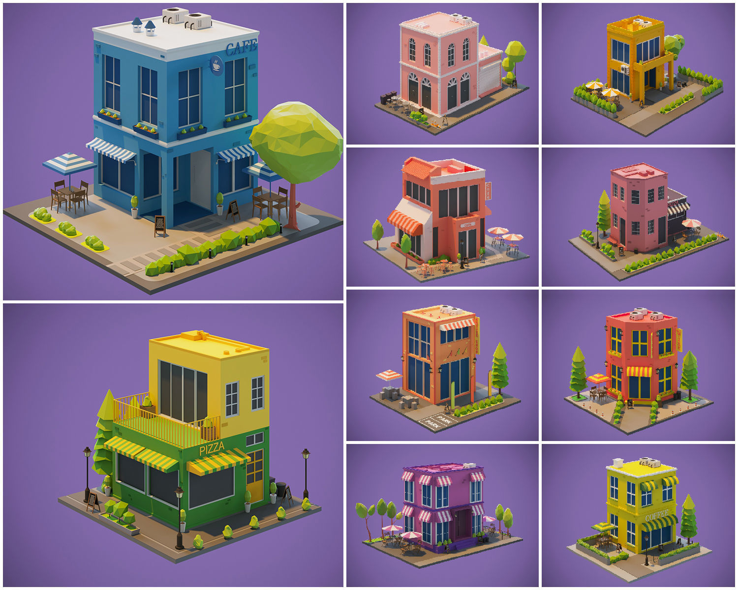 Houses Low-Poly Packs 3D model | CGTrader