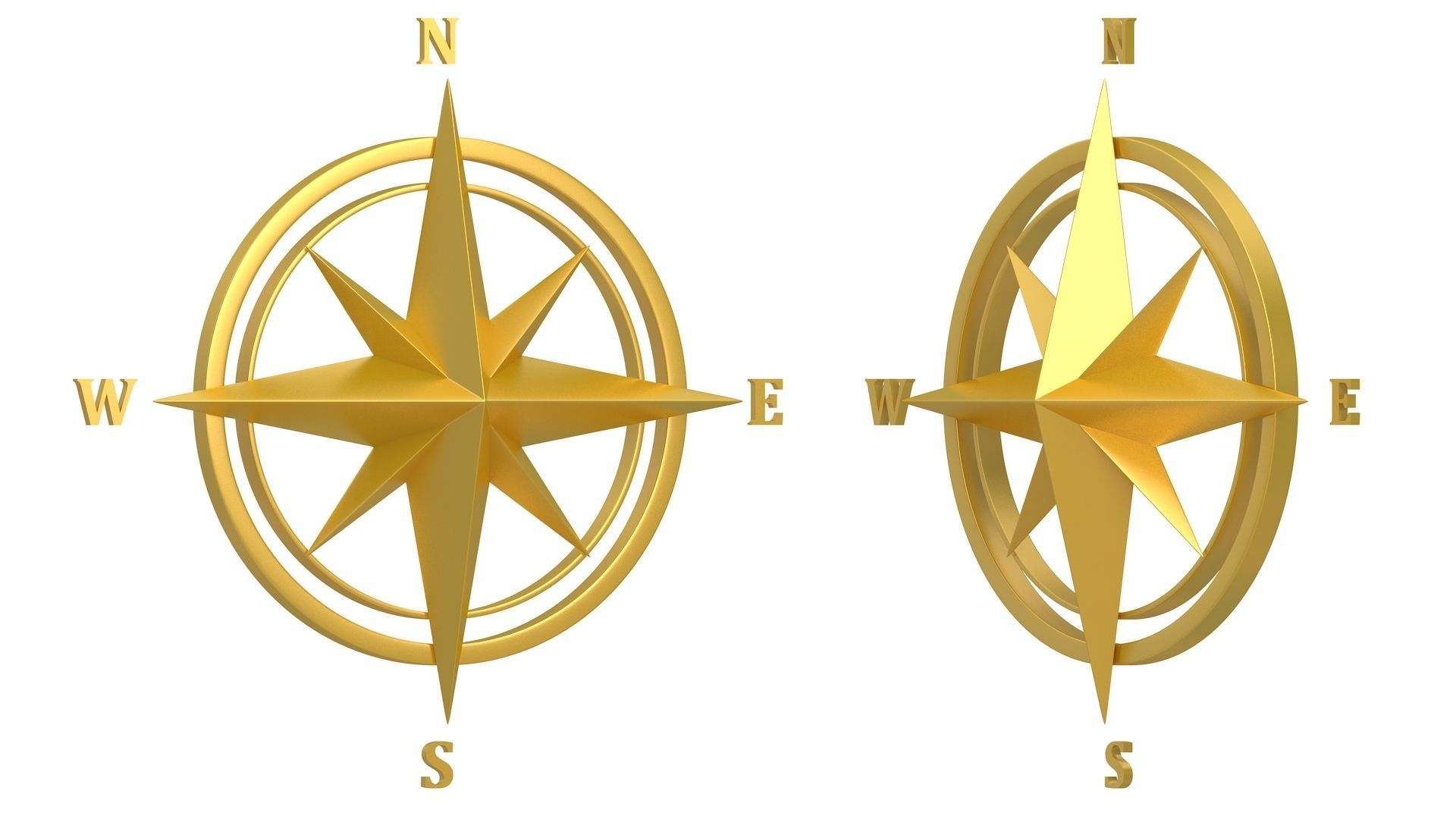 Basic Compass Rose 3D model | CGTrader