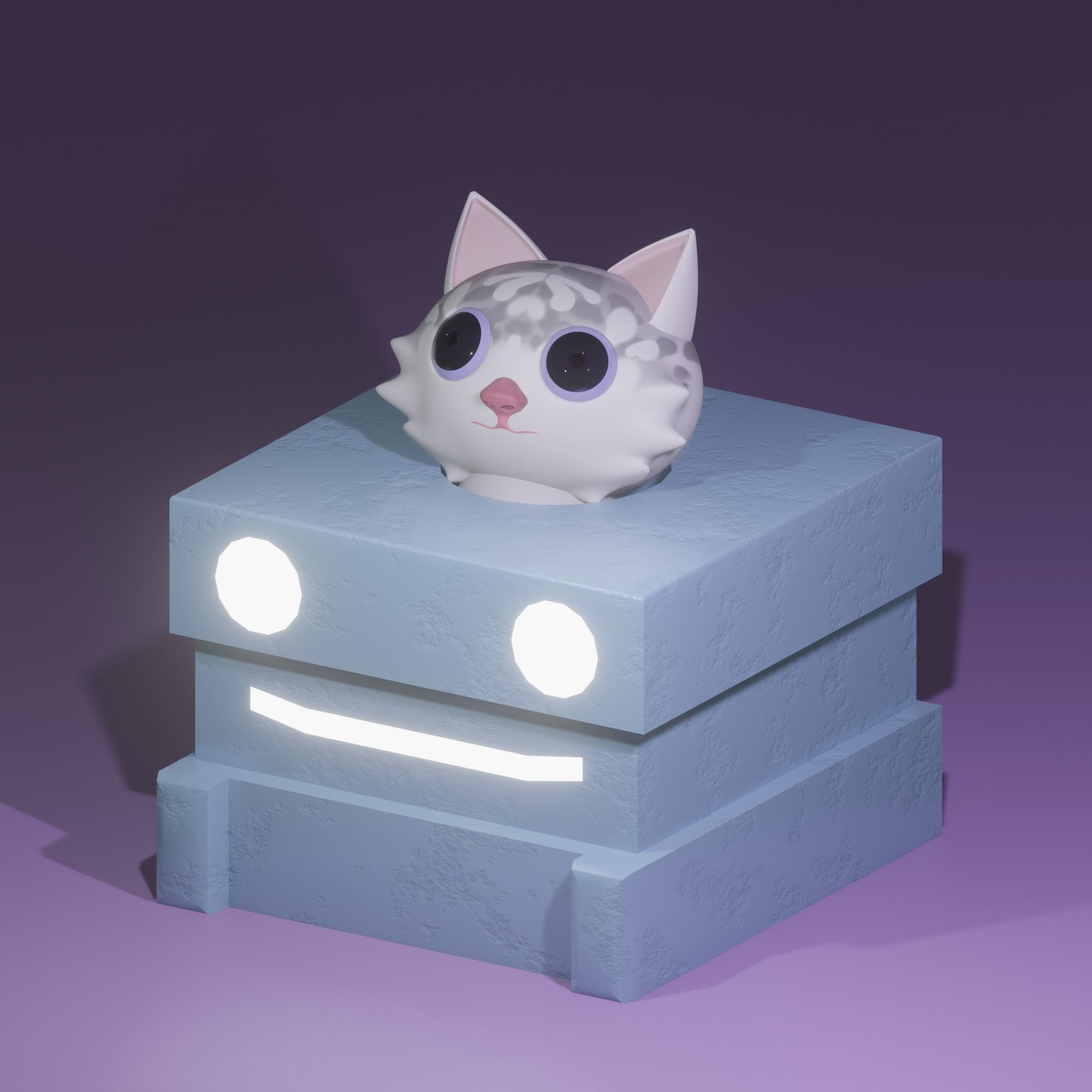 cat and box 3D model 3D printable | CGTrader