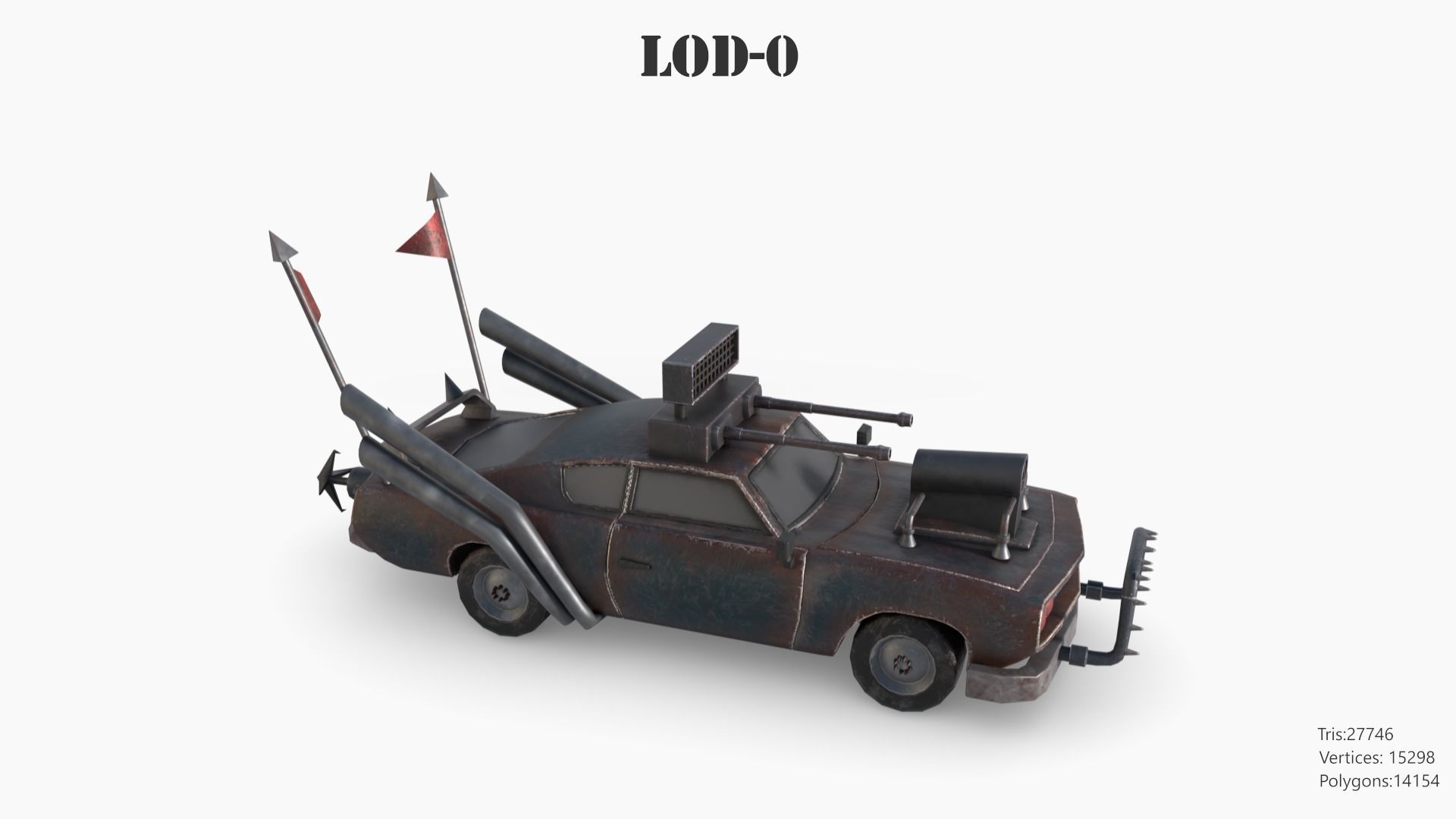 3D model Post Apocalyptic Plymouth Low-poly War Car Game Asset VR / AR ...